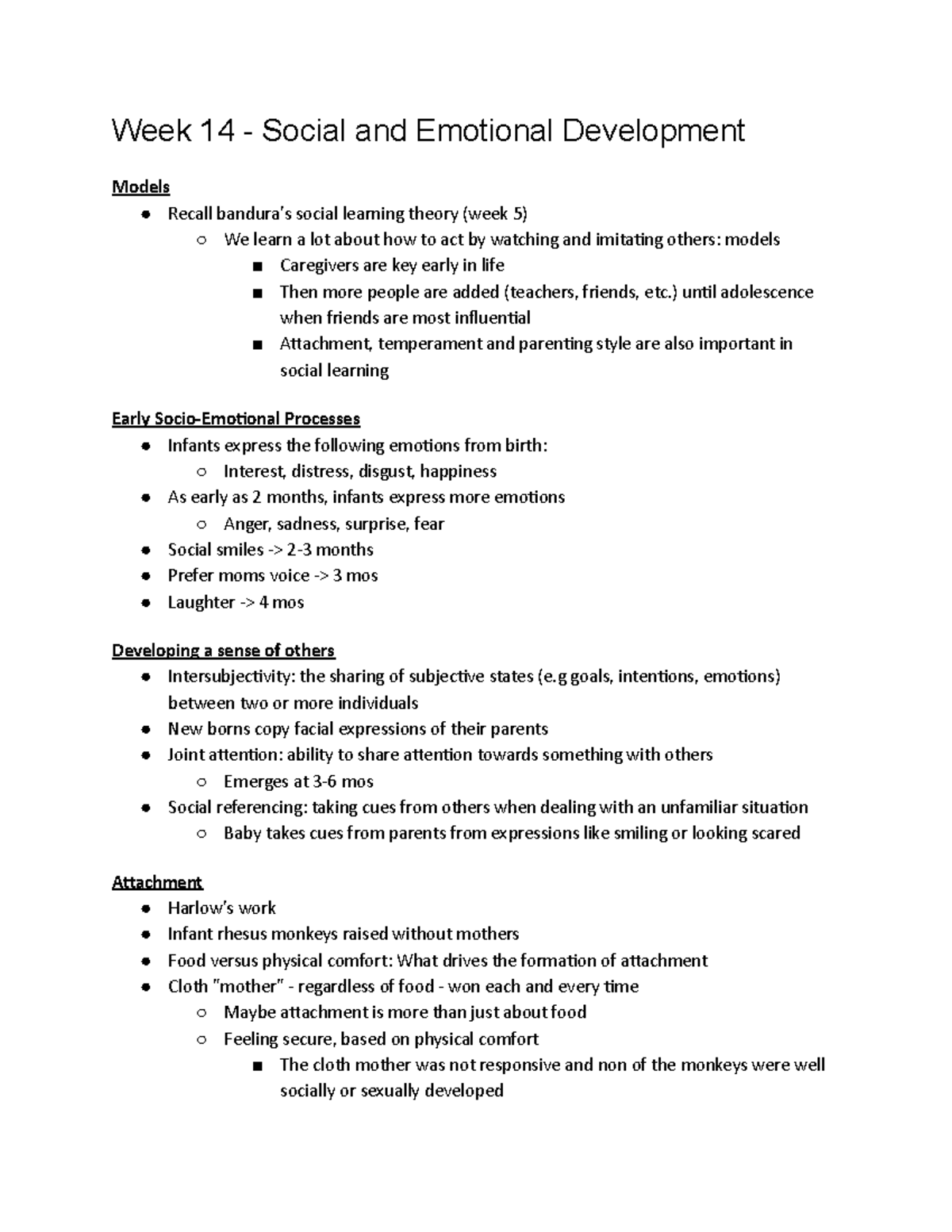 PSYC 100B Week 14 - Social and Emotional Development - Week 14 - Social ...