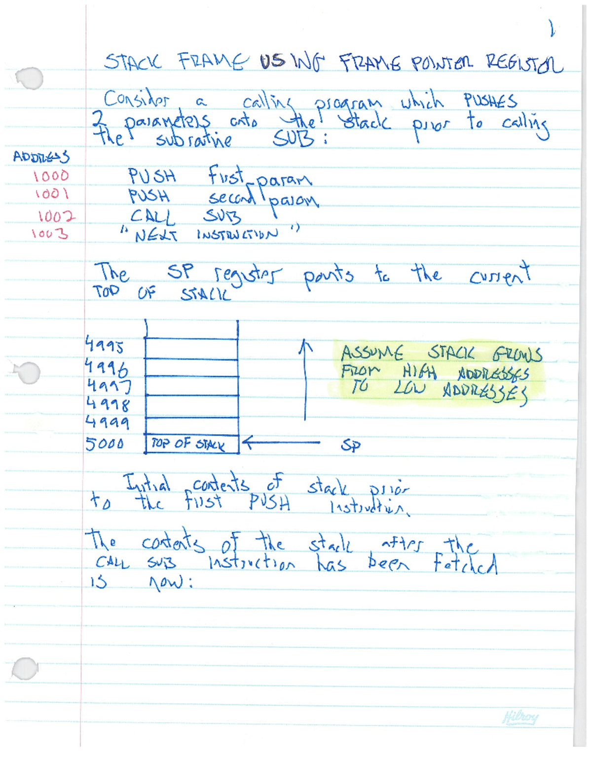 Stack frames with frame pointer register - COEN 311 - Studocu