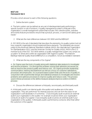 MGT410 Homework Set 3 - assignment - MGT 410 Homework Set 3 Provide a ...