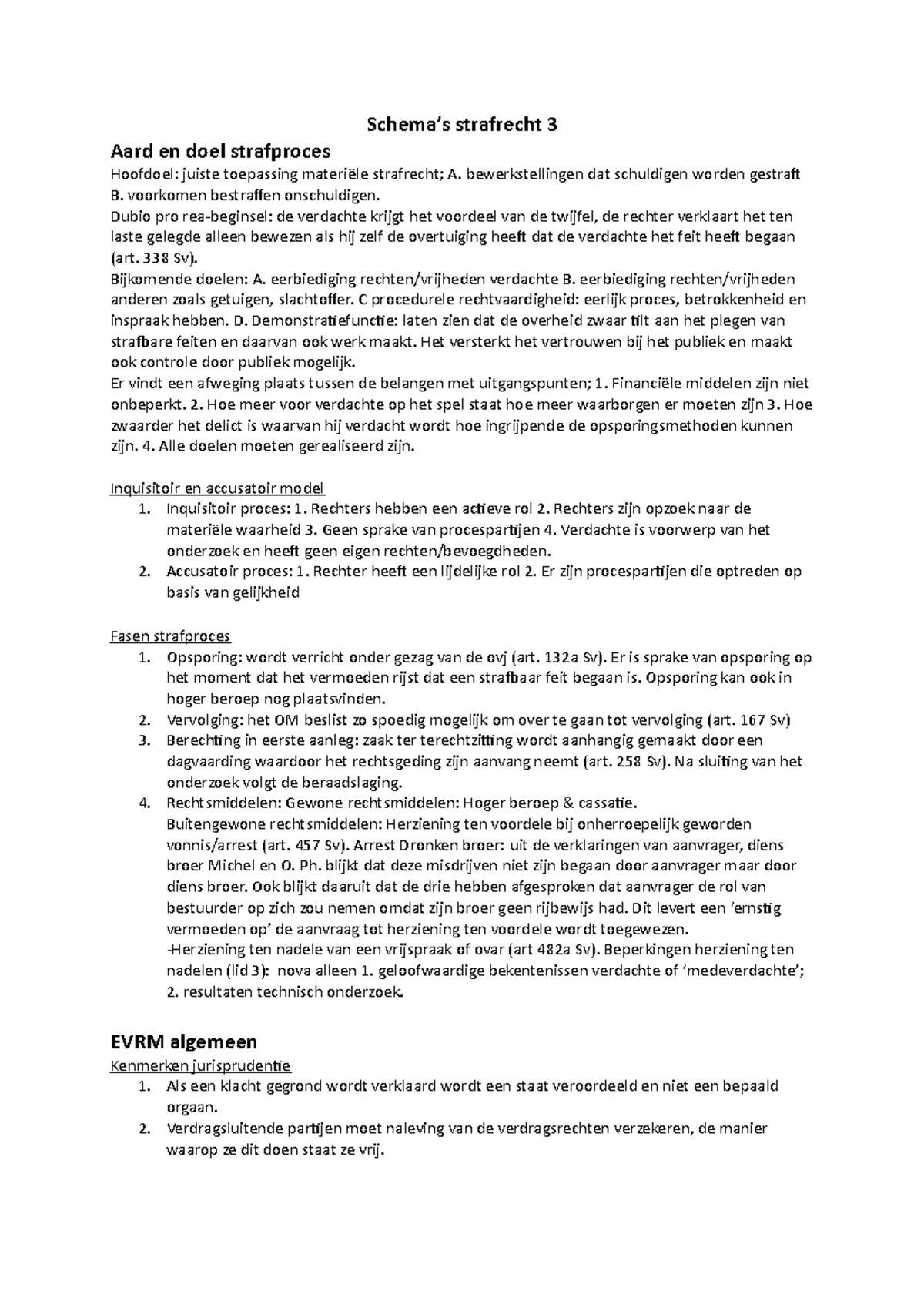 Schema's met rijtjes voor Strafrecht 3 - Schema’s strafrecht 3 Aard en ...