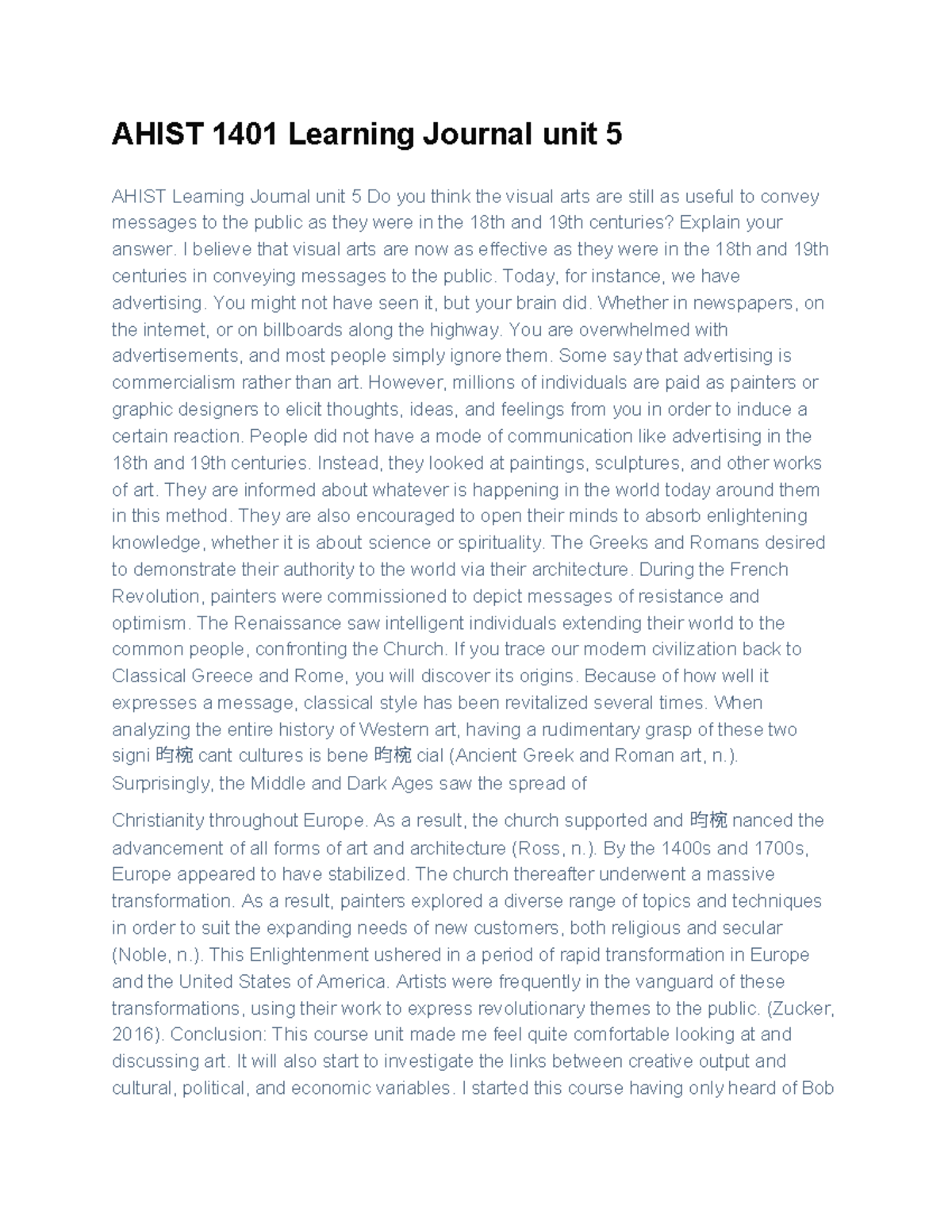 AHIST 1401 Learning Journal unit 5 - AHIST 1401 Learning Journal unit 5 ...