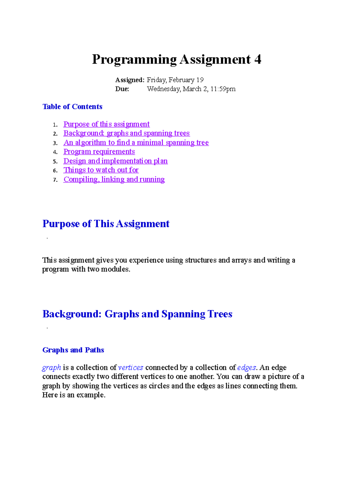 Programming Assignment 4 - 2. 3. 4. 5. 6. 7. Purpose of this assignment ...
