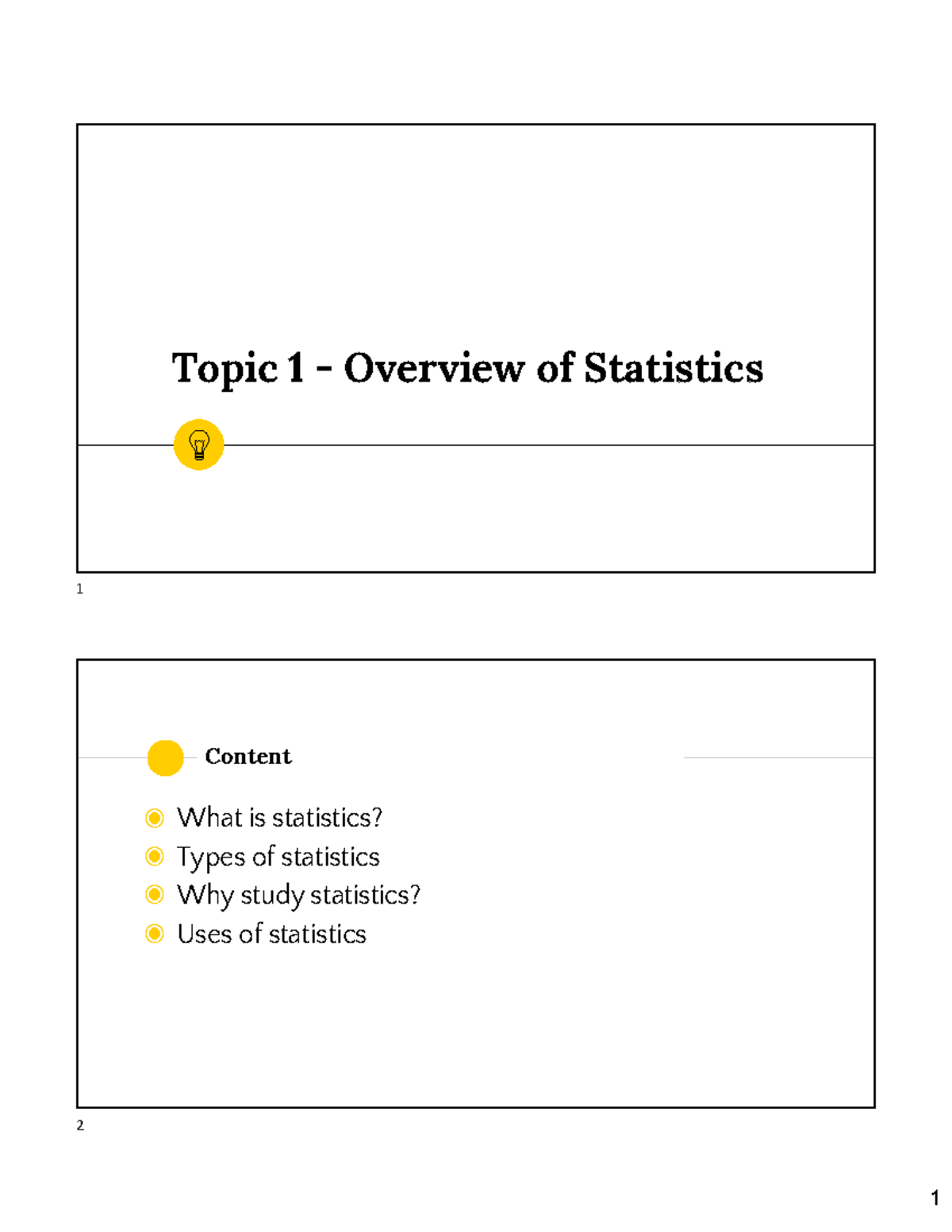 PDF - Topic 1 - Overview of Statistics - Topic 1 - Overview of ...