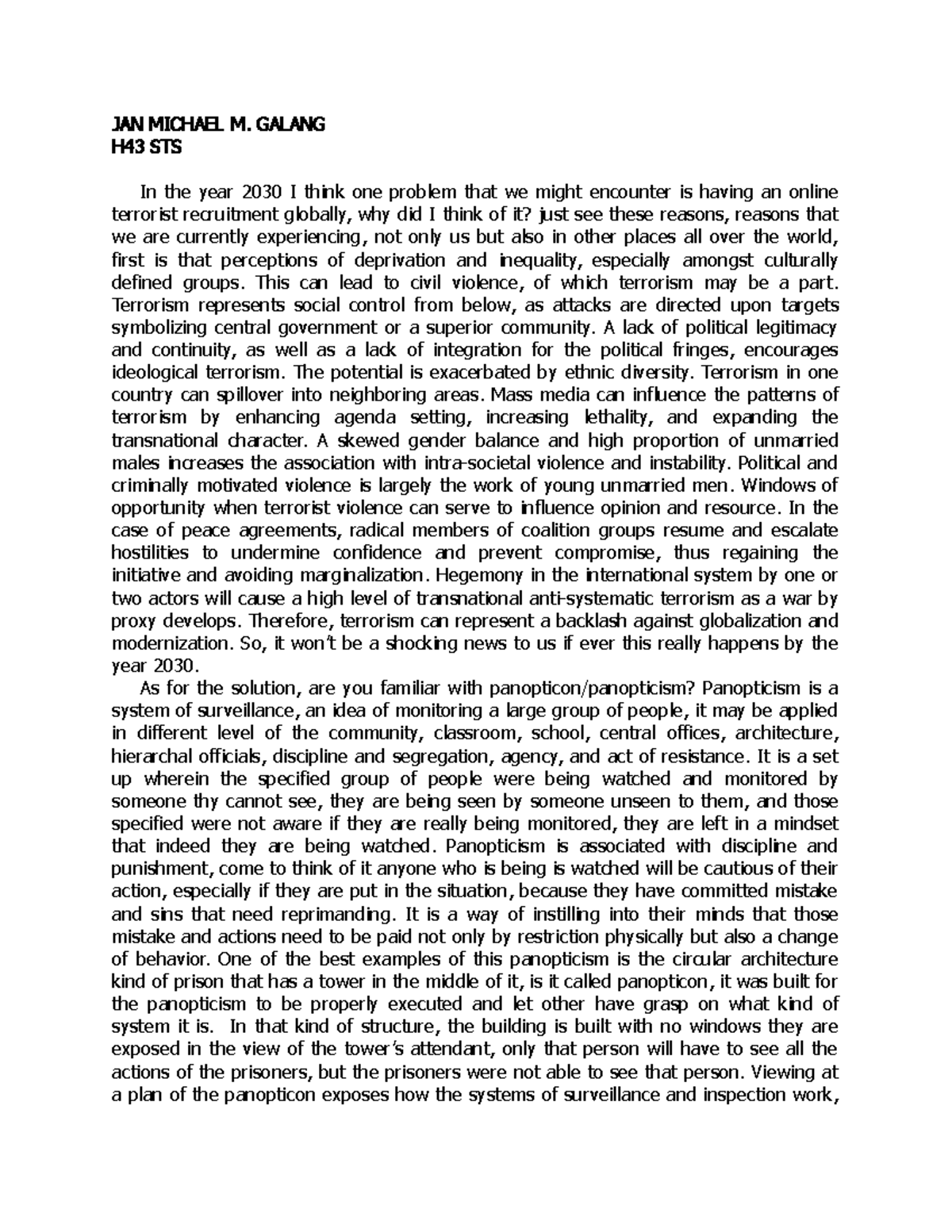 YEAR2030 - Essay about business - JAN MICHAEL M. GALANG H4 3 STS In the ...
