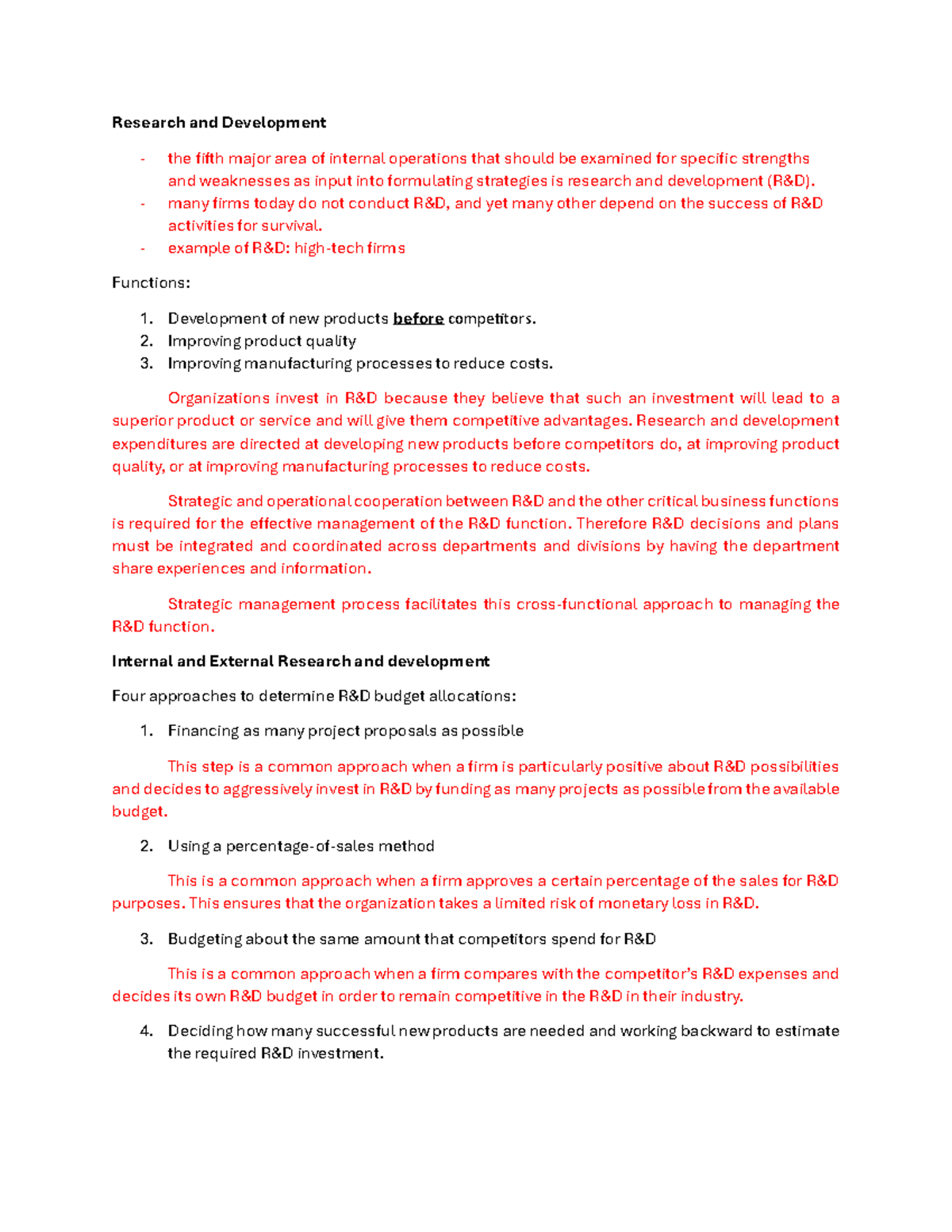 Reporting Notes - Research and Development - the fifth major area of ...