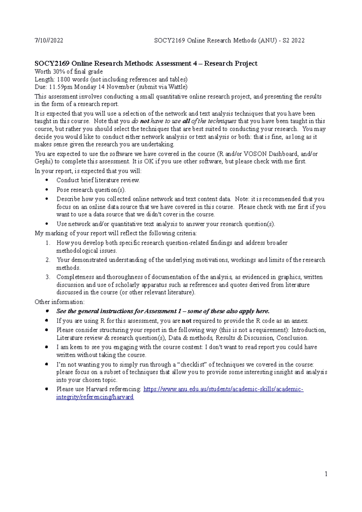 SOCY2169 assessment 4 Research project - 7/10//2022 SOCY2169 Online ...