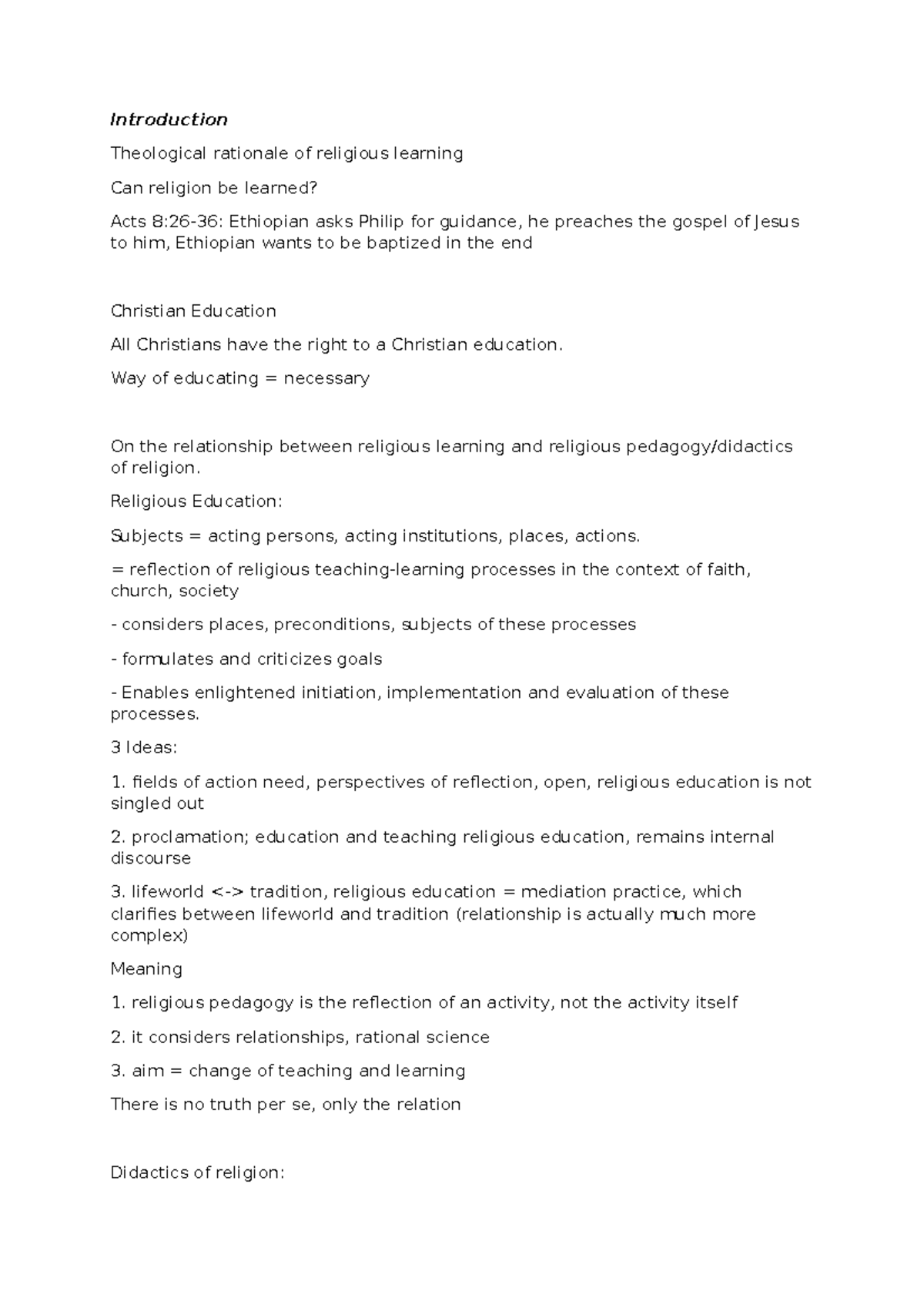 Introduction - Lecture notes 1 - Introduction Theological rationale of ...
