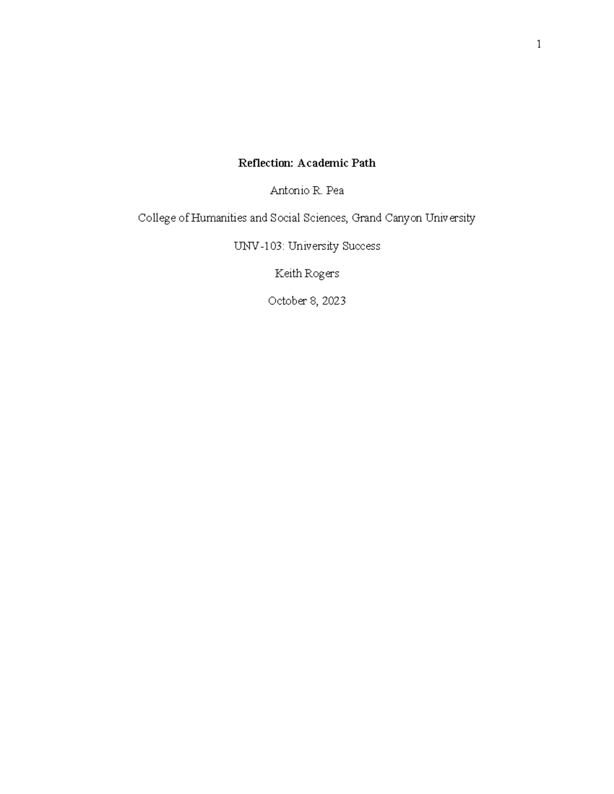 Reflection Academic Path - Reflection: Academic Path Antonio R. Pea ...