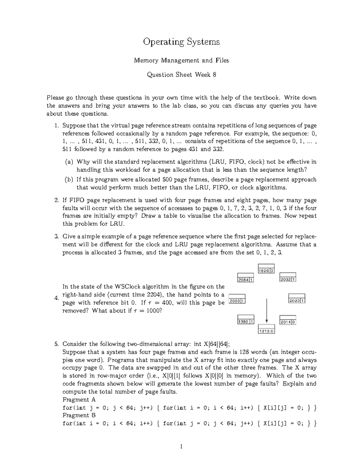 Question set 8 - Questions - Operating Systems Memory Management and ...
