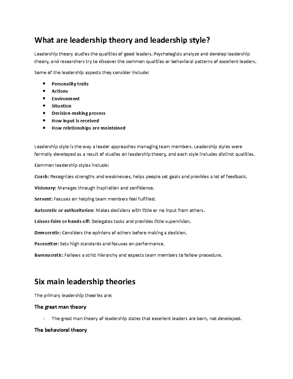 What are leadership theory and leadership style - What are leadership ...