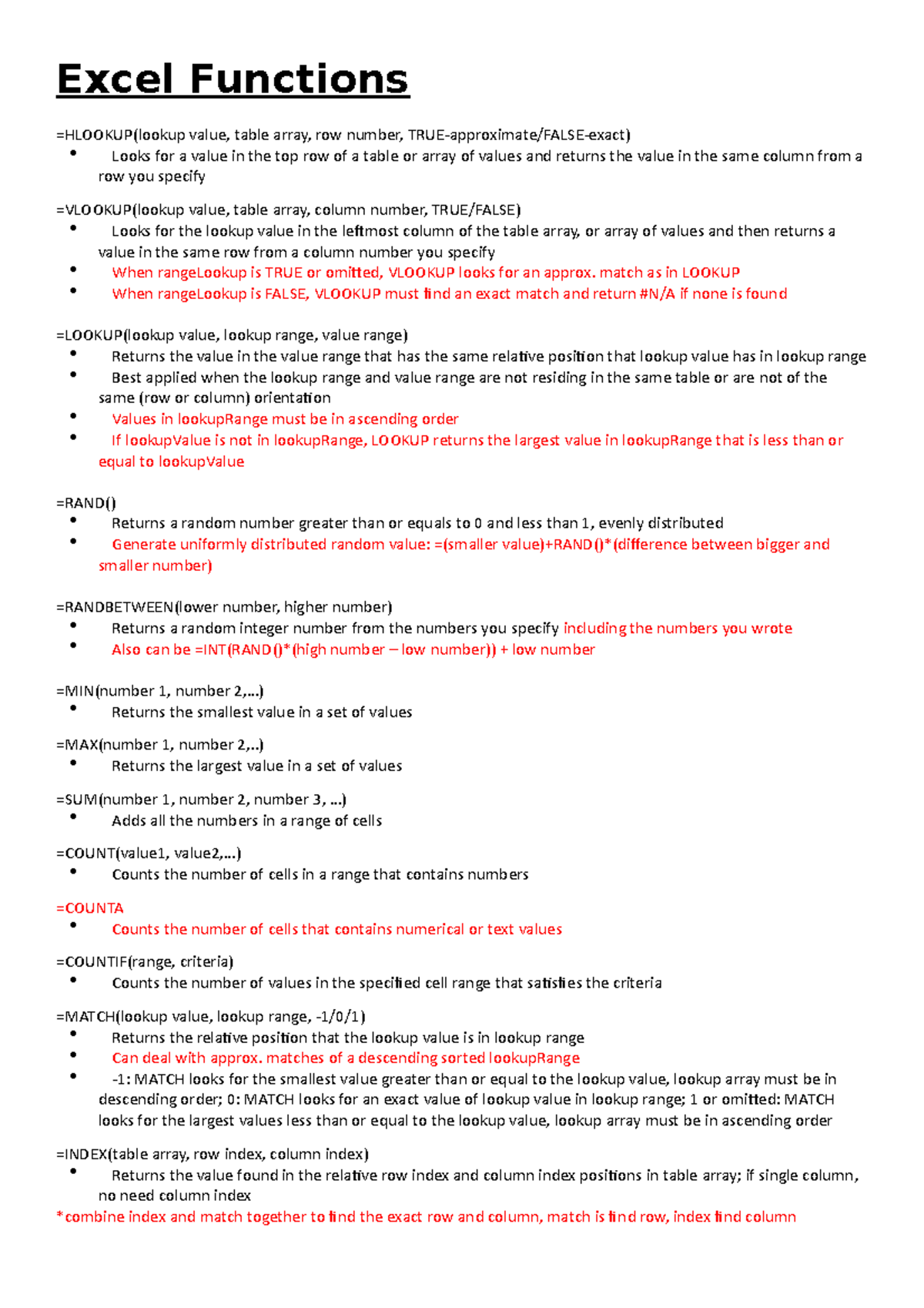 Excel Functions - Function List - Excel Functions value, table array ...