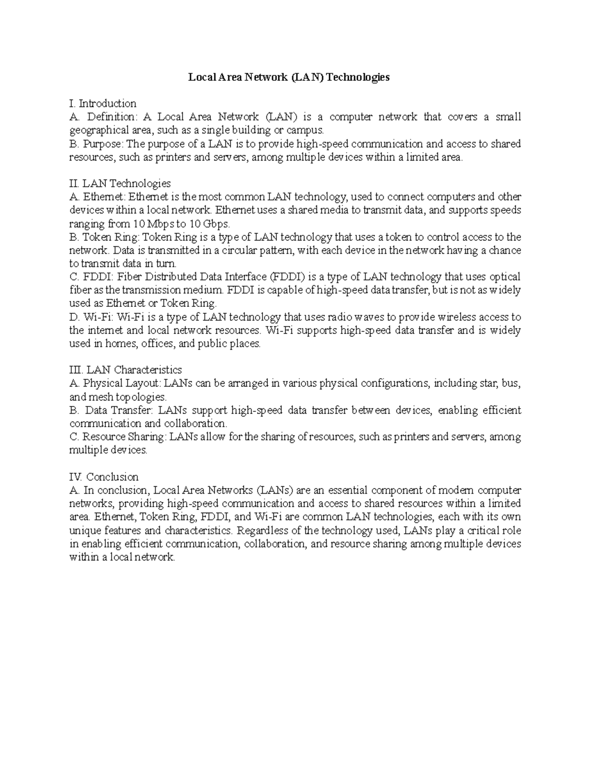 Local Area Network - ganga - Local Area Network (LAN) Technologies I ...