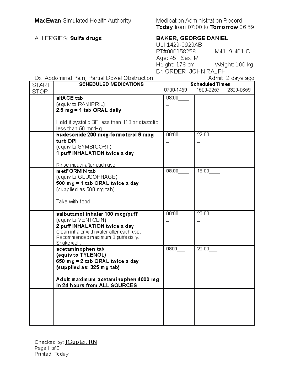 George Baker First Check (1) - MacEwan Simulated Health Authority ...