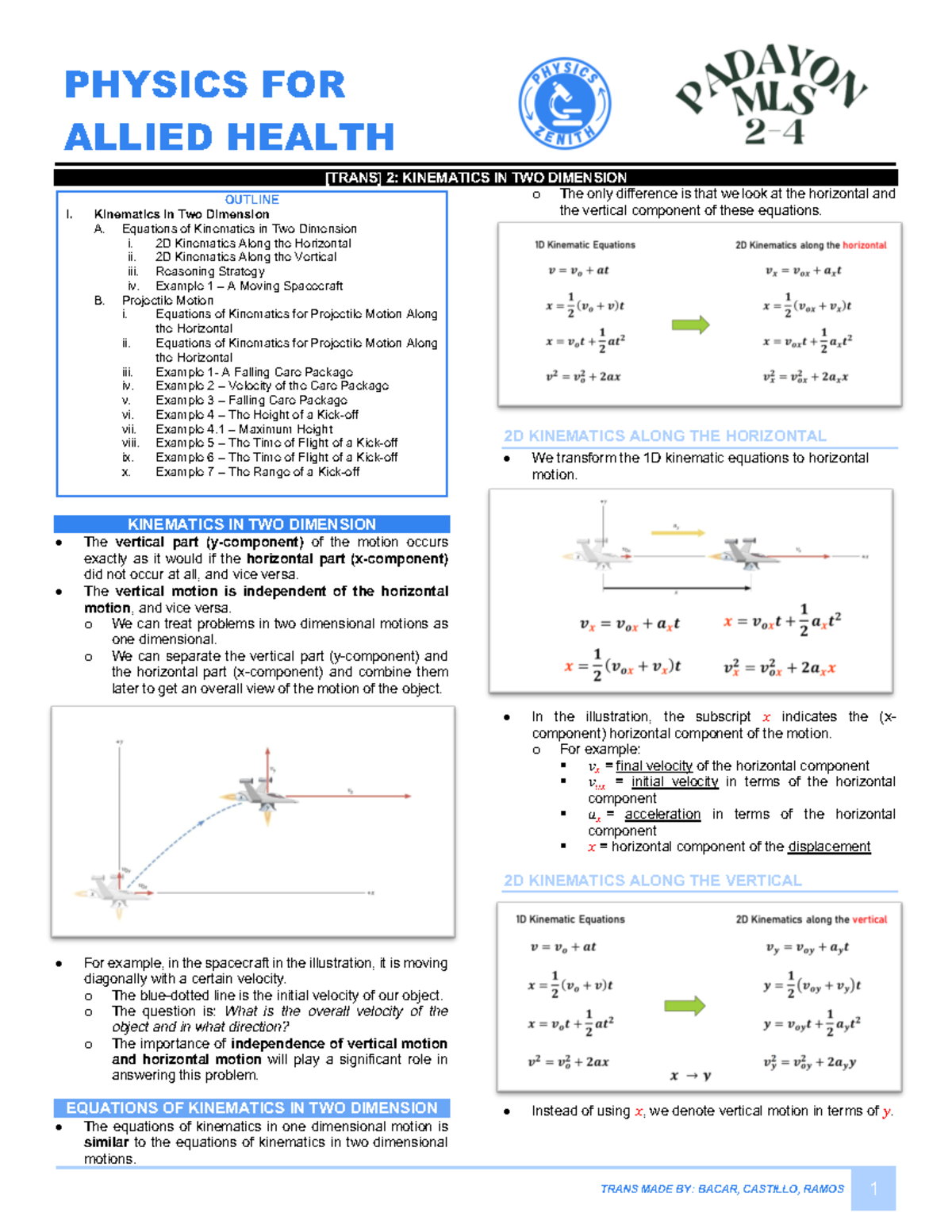 2 - Kinematics IN TWO Dimension - PHYSICS FOR ALLIED HEALTH [TRANS] 2 ...