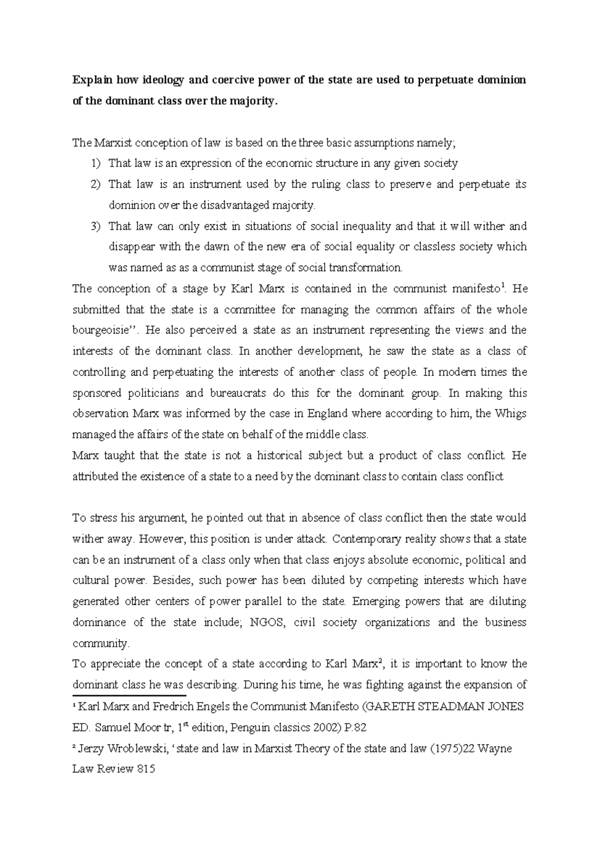 Jurisprudence 1 jasper twesige - Explain how ideology and coercive ...