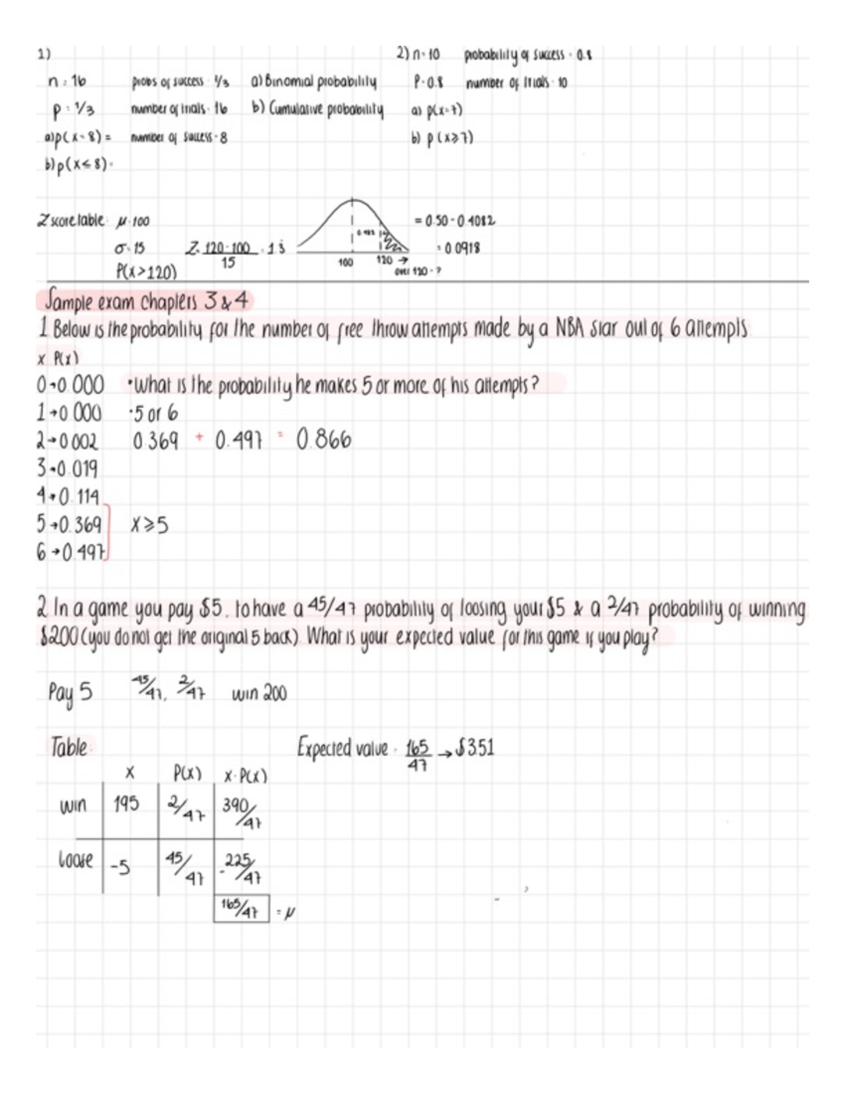 Stats Review 2 - 1) 2)n n I 16 probs of success a) Binomial probability ...