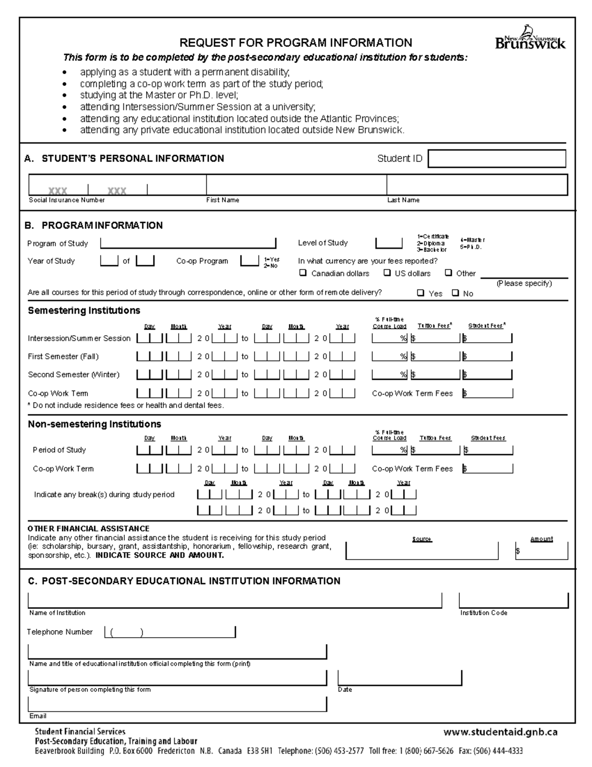 Request for prog info - Copy - REQUEST FOR PROGRAM INFORMATION This ...