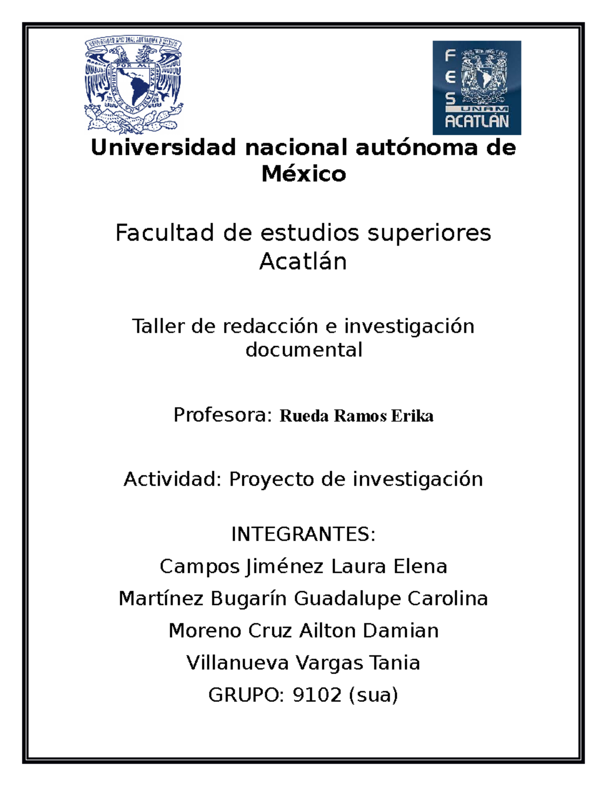 Proyecto DE Investigacion - Universidad nacional autónoma de México ...