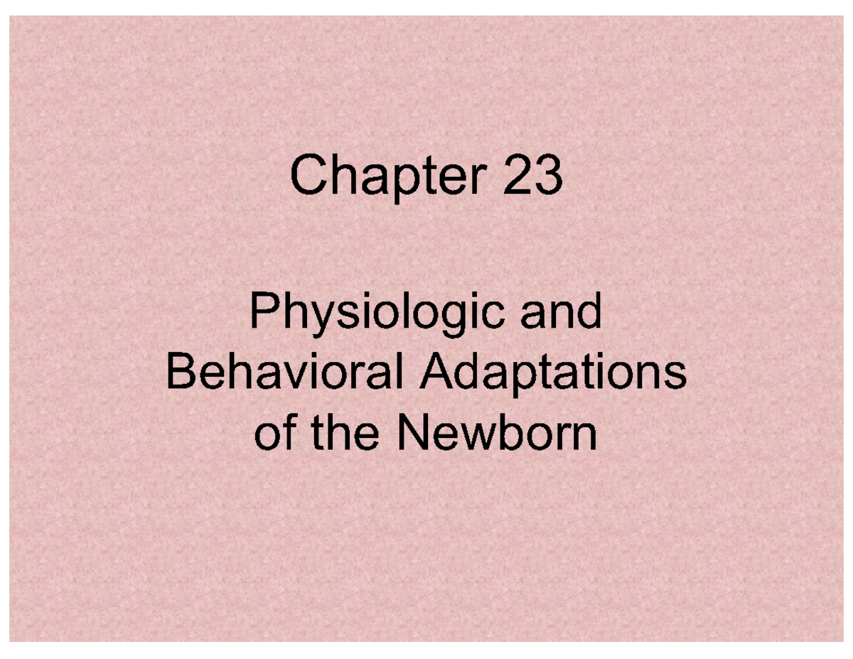 Chapter 023 - Chapter 23 Physiologic and Behavioral Adaptations of the ...