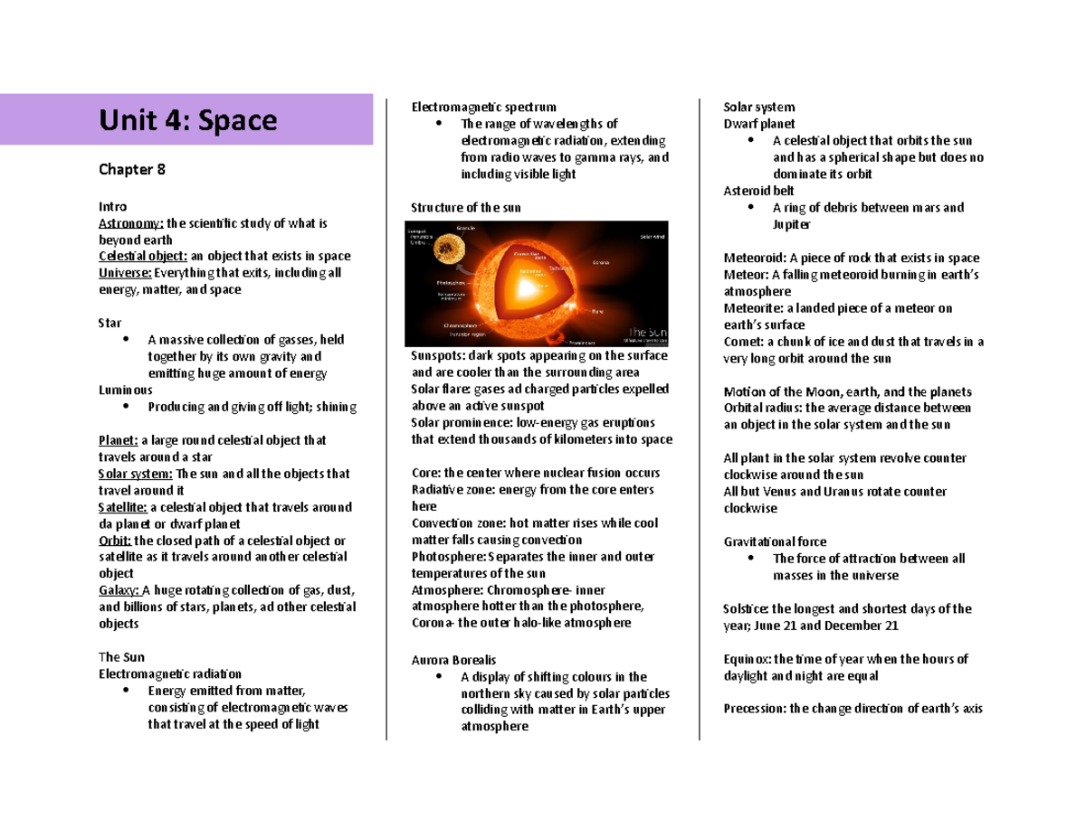 Space - Unit 4: Space Chapter 8 Intro Astronomy: the scientific study ...