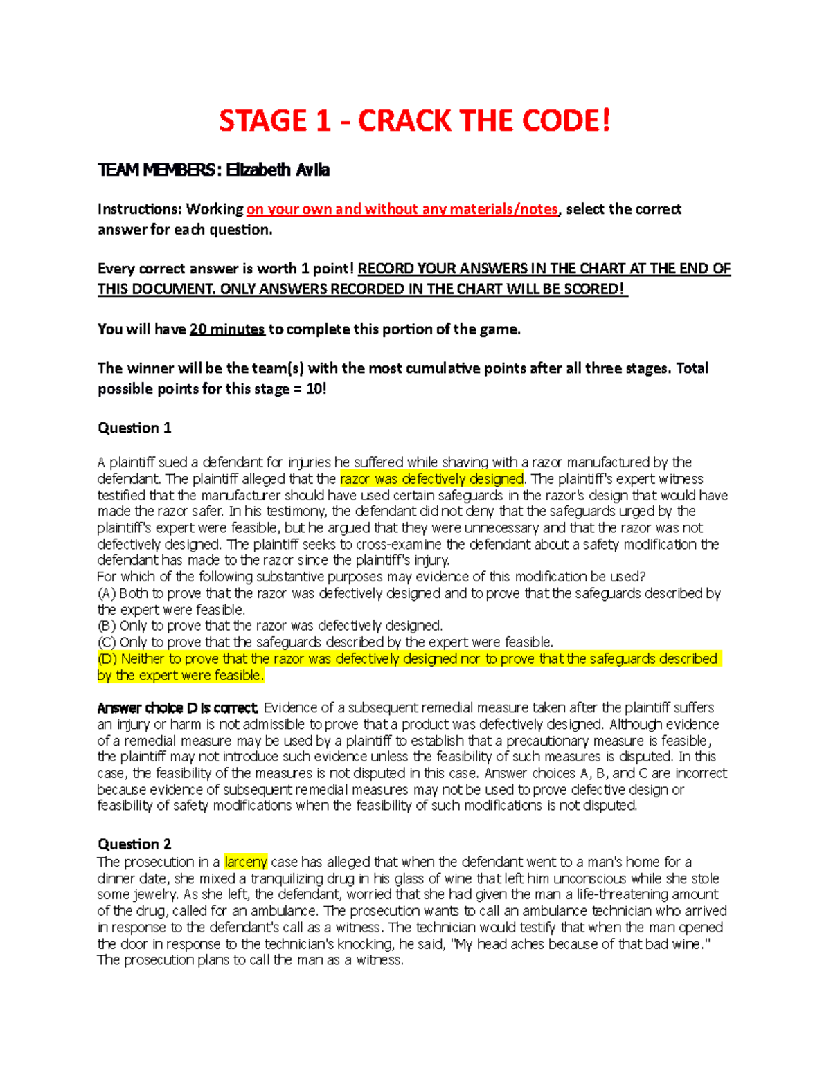 Stage 1- Evidence Crack the Code - STAGE 1 - CRACK THE CODE! TEAM ...