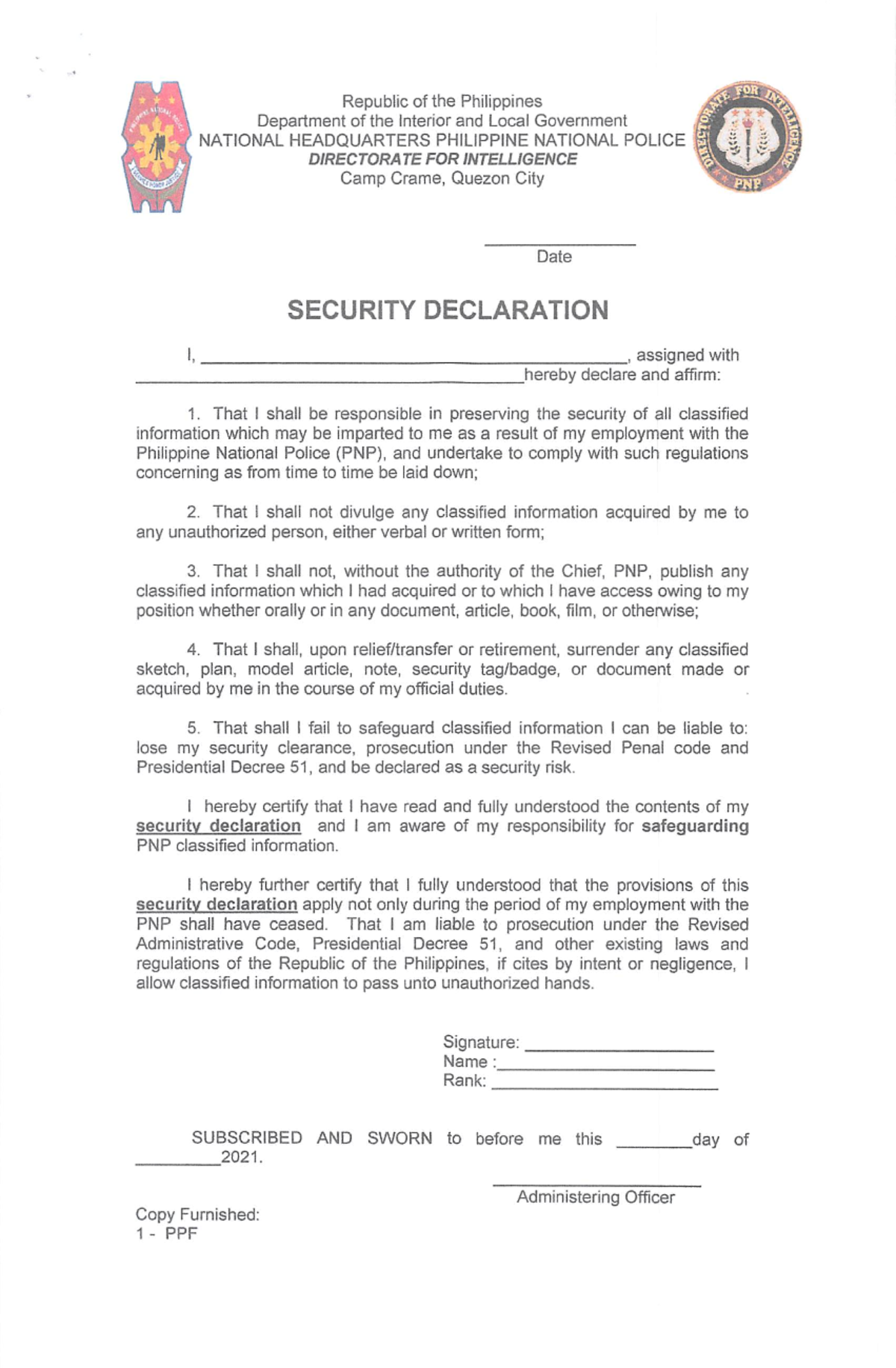 PHS FORM - Confidential - Republic of the Philippines Department of the ...