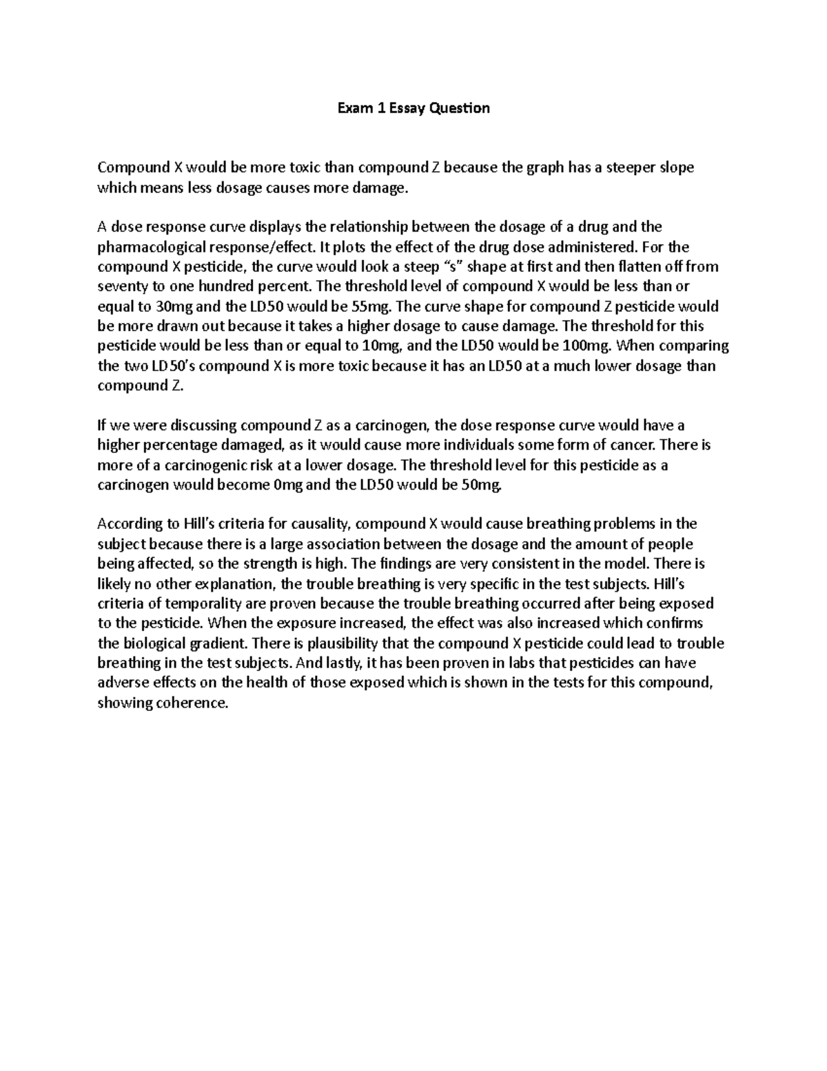 Intro to EOH Essay Question 1 - PHC3302 - USF - Studocu