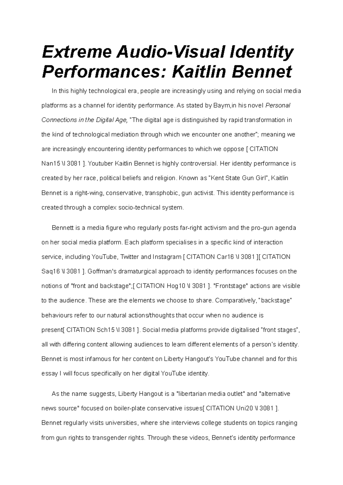 Identity Performance Final - Kaitlin Bennet - Extreme Audio-Visual ...