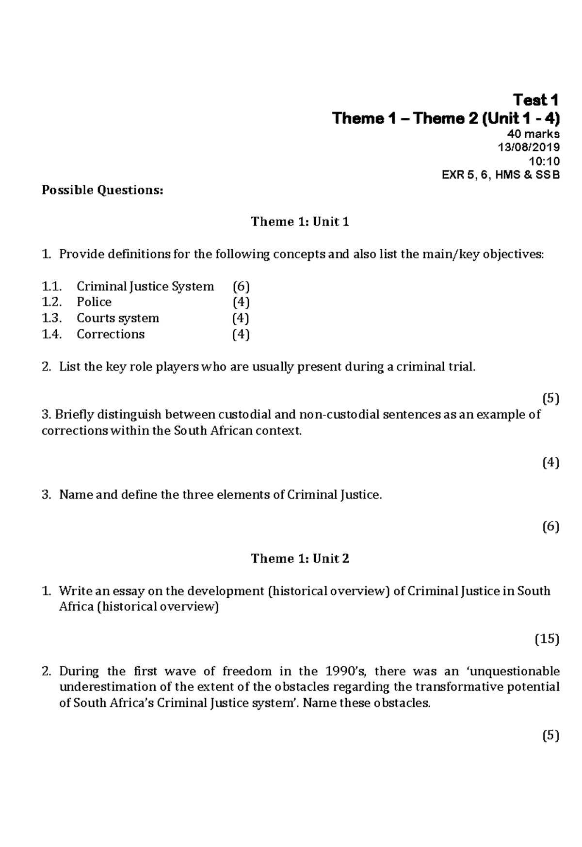 Learning Outcomes Theme 1 And 2 Unit 1 4 Warning Tt Undefined Function 32 Test 1 Theme