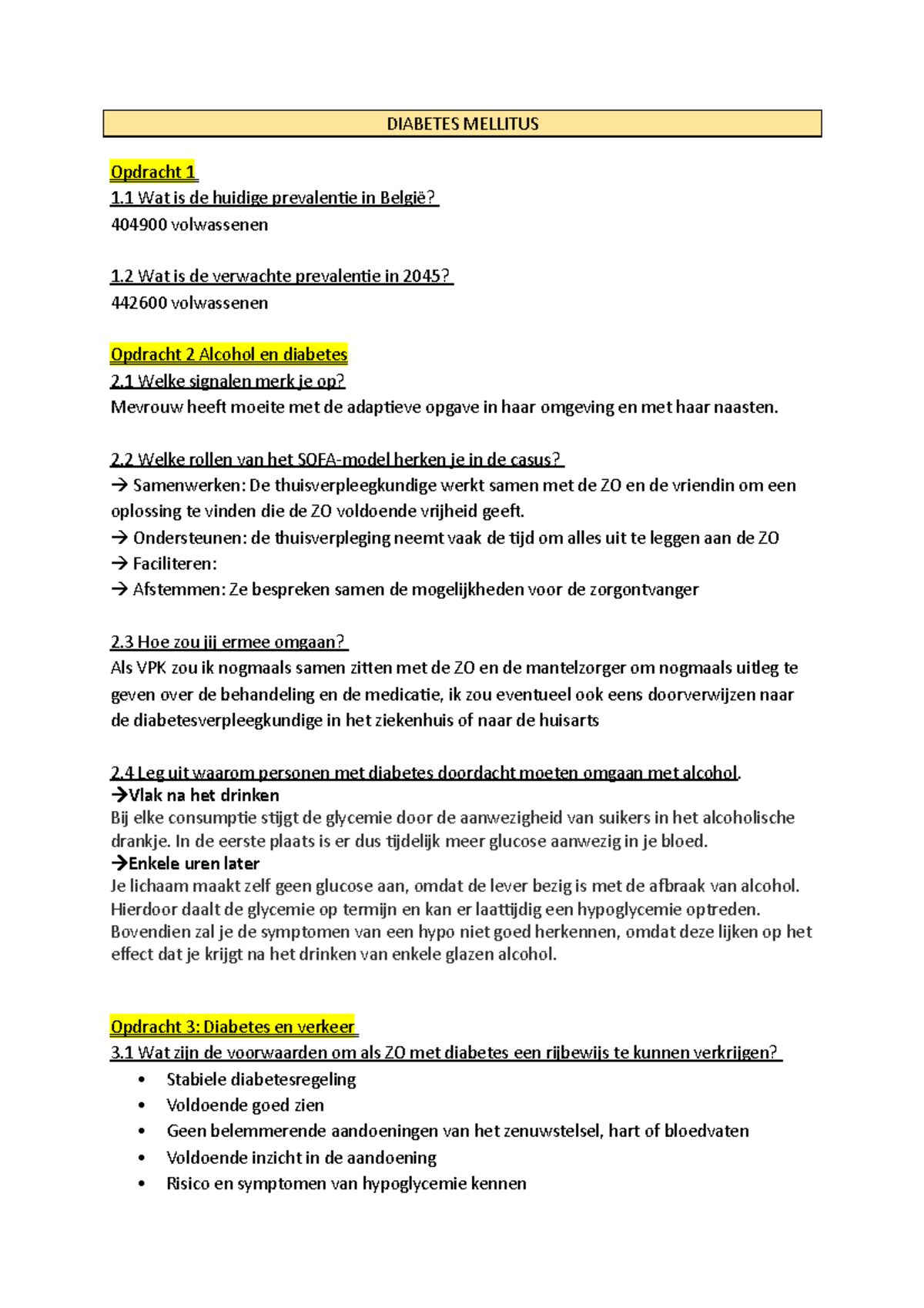 Zelfstudie diabetes en dementie - DIABETES MELLITUS Opdracht 1 1 Wat is ...