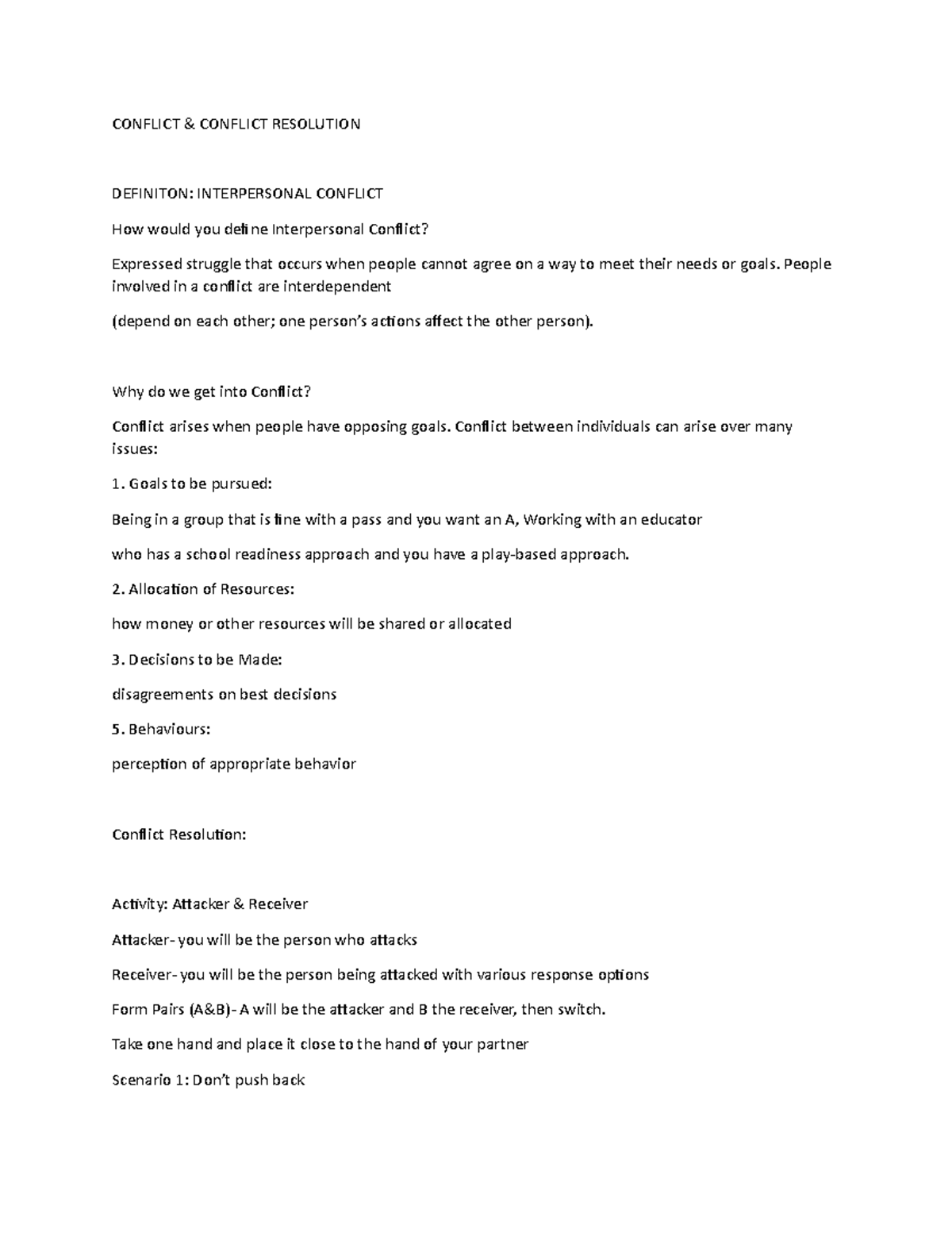 Conflict Resolution - Lecture notes Module 5 - CONFLICT & CONFLICT ...