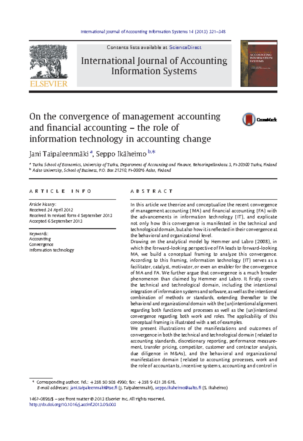 1-s2 - information data - On the convergence of management accounting ...