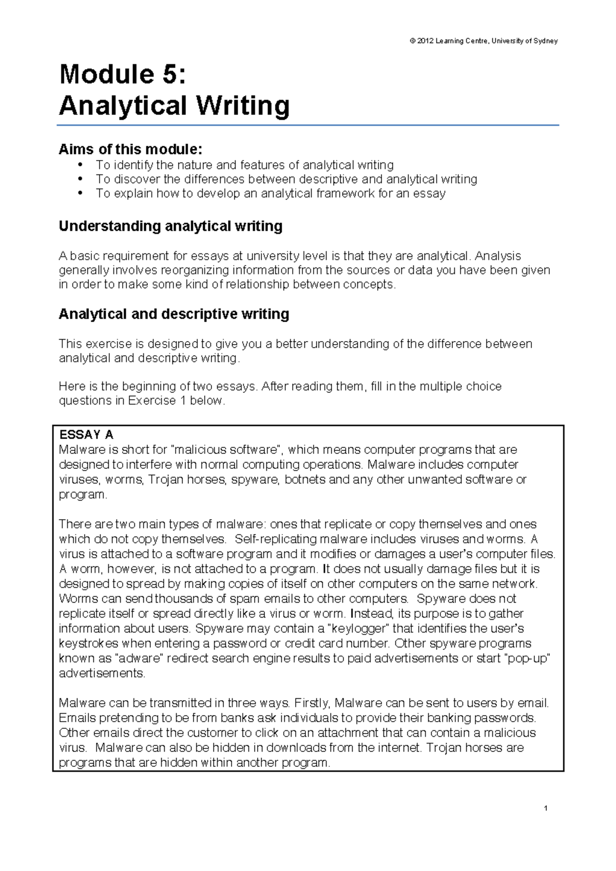 Advanced-analytical-writing - Module 5 : Analytical Writing Aims of ...