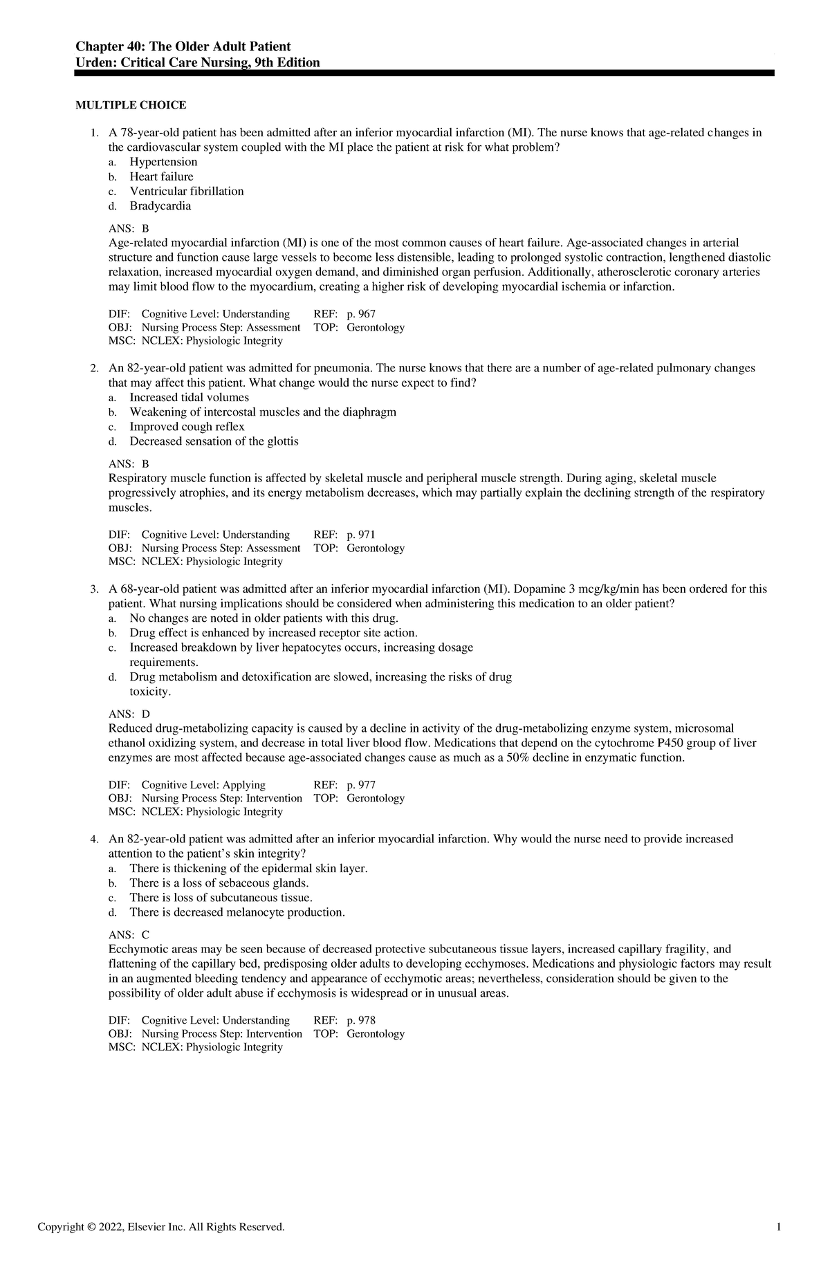 Chapter 40 - NOTES - Chapter 40: The Older Adult Patient Urden ...