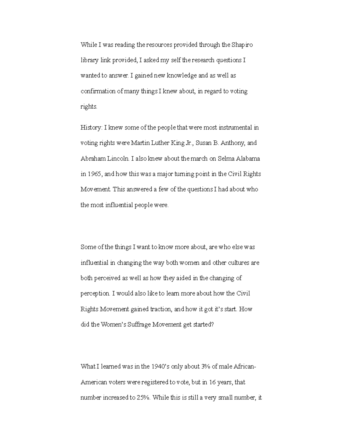 Lib arts 5-2 - assignment for unit 5 - While I was reading the ...