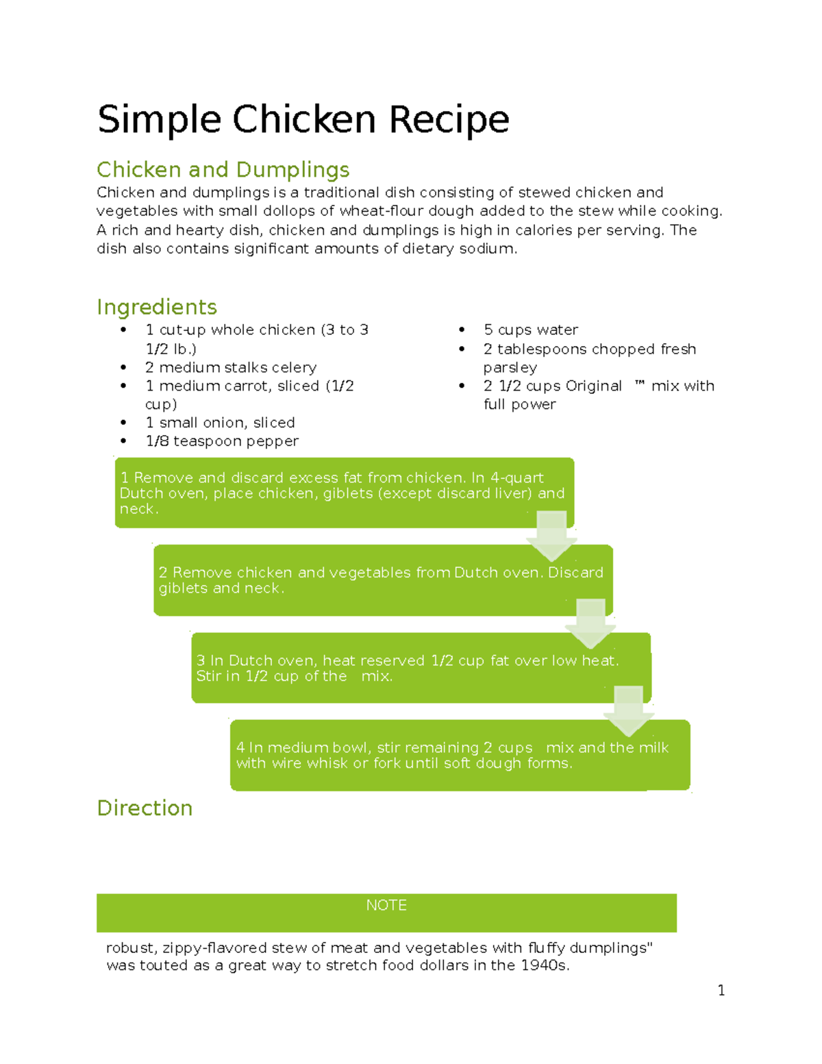 Test-2 document - SCSAC - Simple Chicken Recipe Chicken and Dumplings ...
