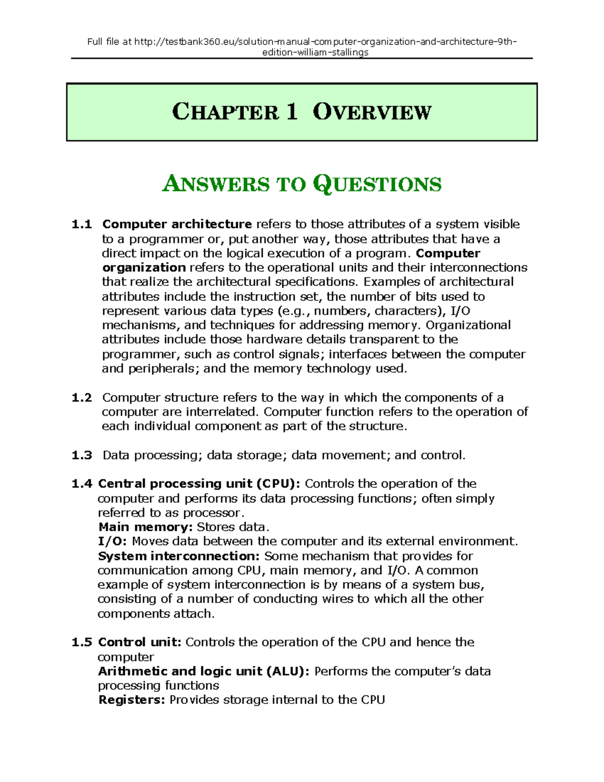 Toaz - good - edition-william-stallings CHAPTER 1 OVERVIEW ANSWERS TO ...