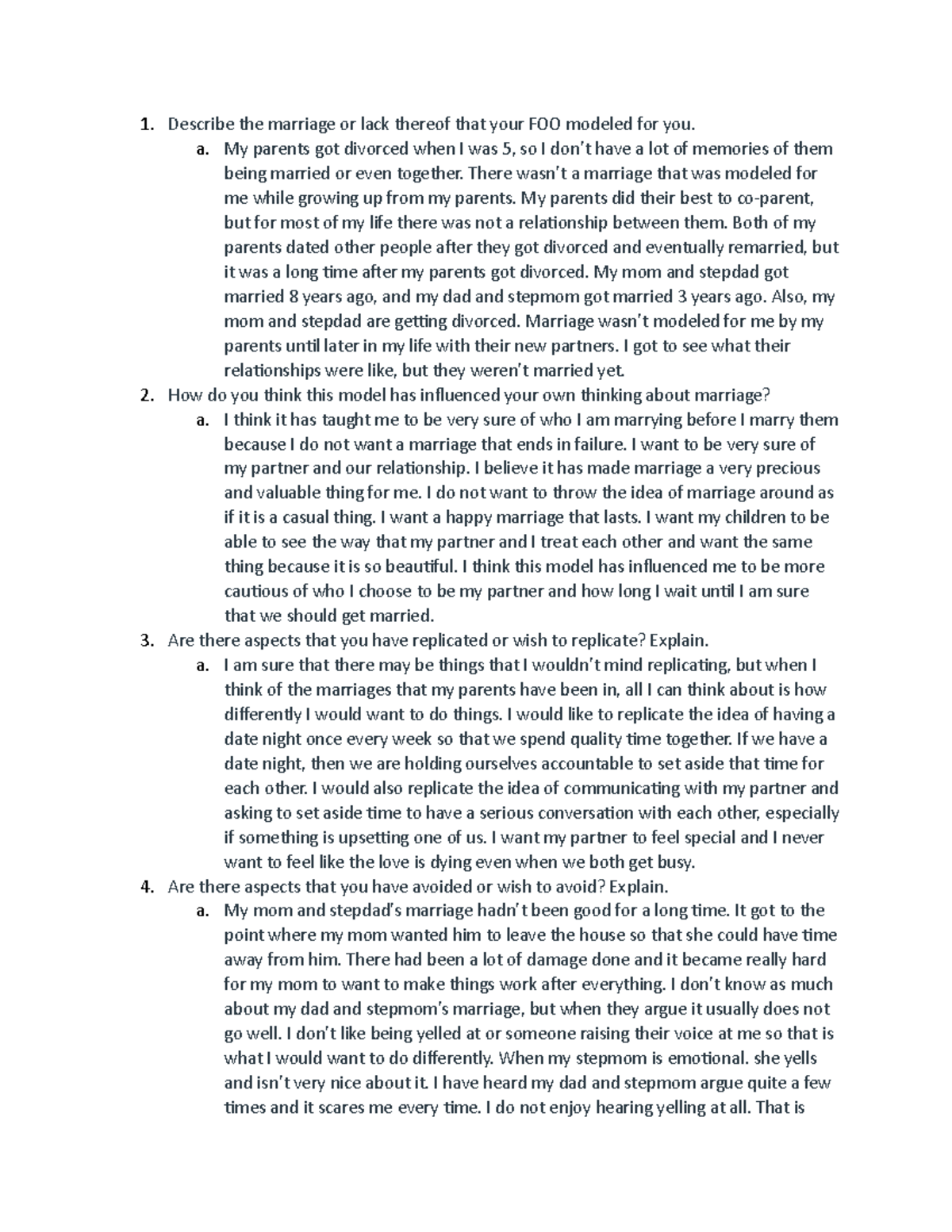 CF102 Marriage Models Reflection - Describe the marriage or lack ...