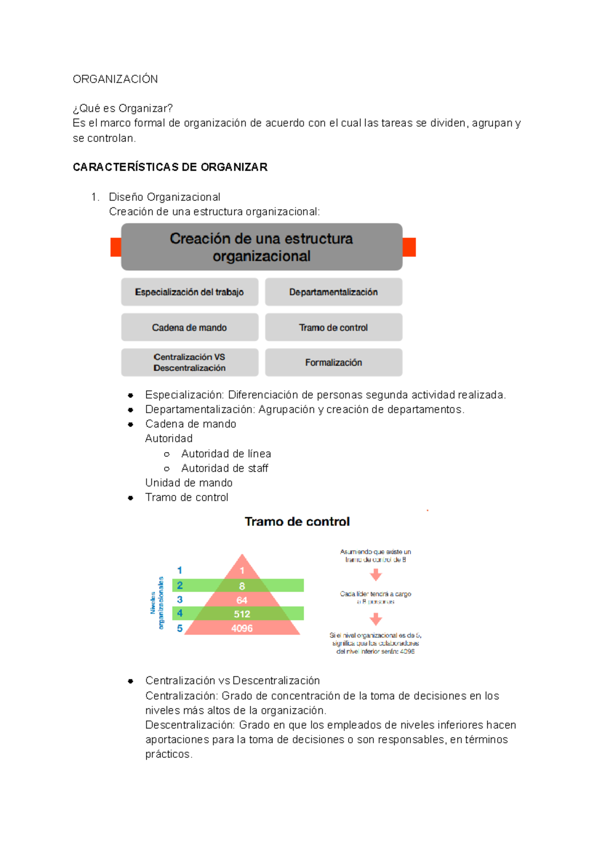 Examen 3 Funda admin - ORGANIZACIÓN ¿Qué es Organizar? Es el marco ...