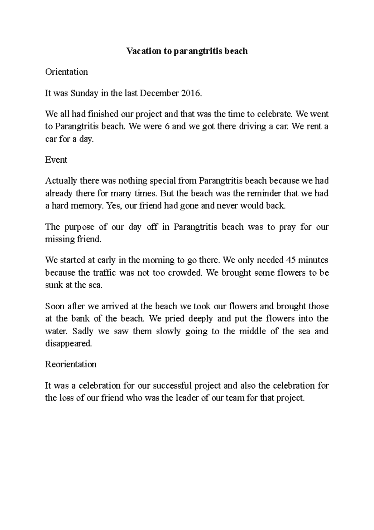 Recount Text Vacation To Parangtritis Beach Orientation It Was Sunday