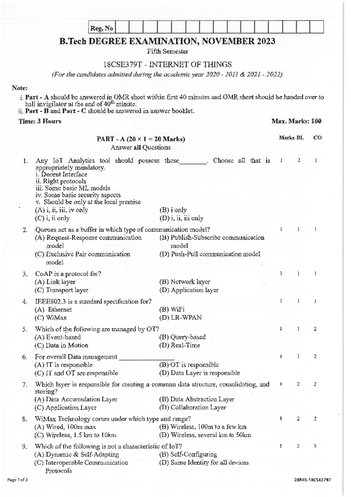 IOT Papers 18CSE379T - Internet of Things - Studocu