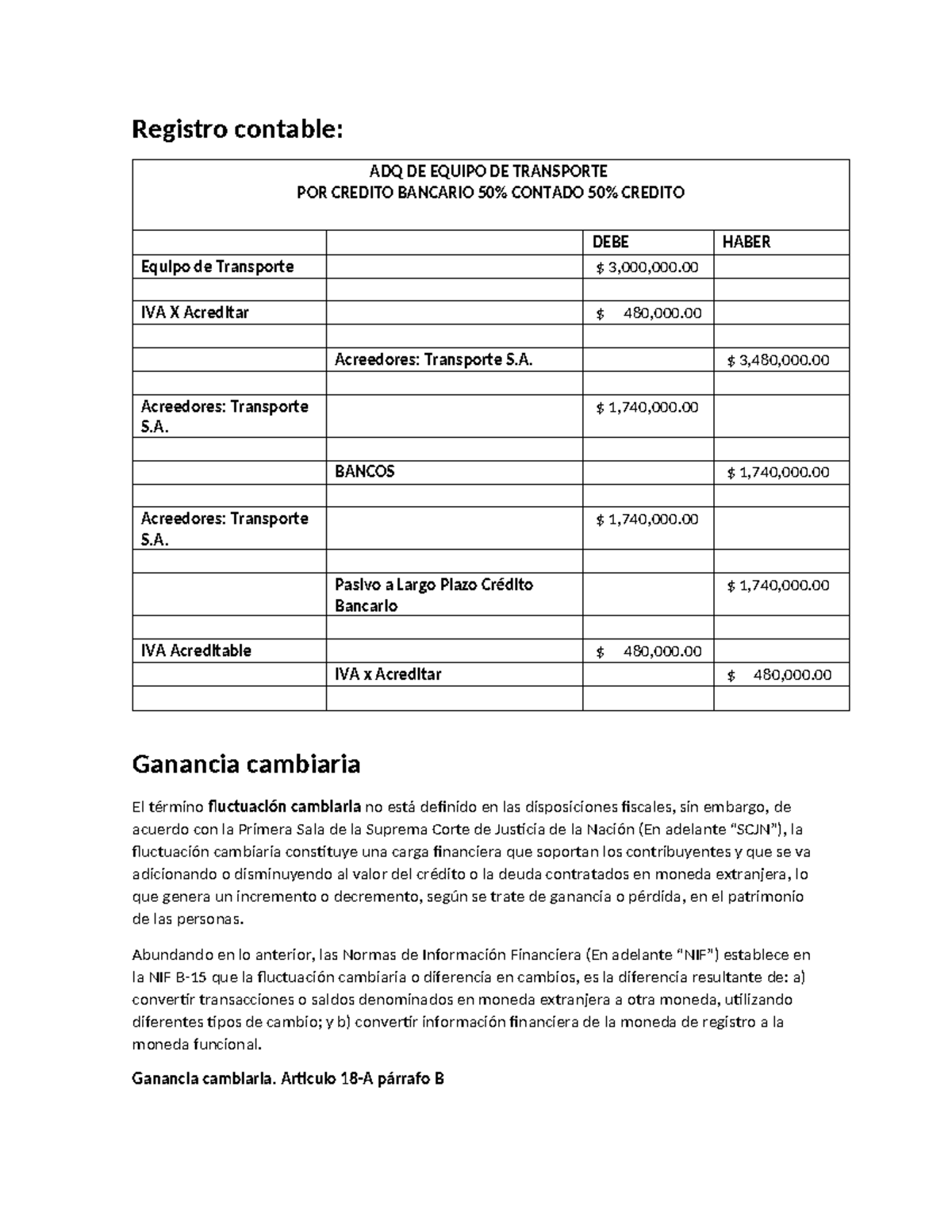 Registro contable - Registro contable: ADQ DE EQUIPO DE TRANSPORTE POR ...