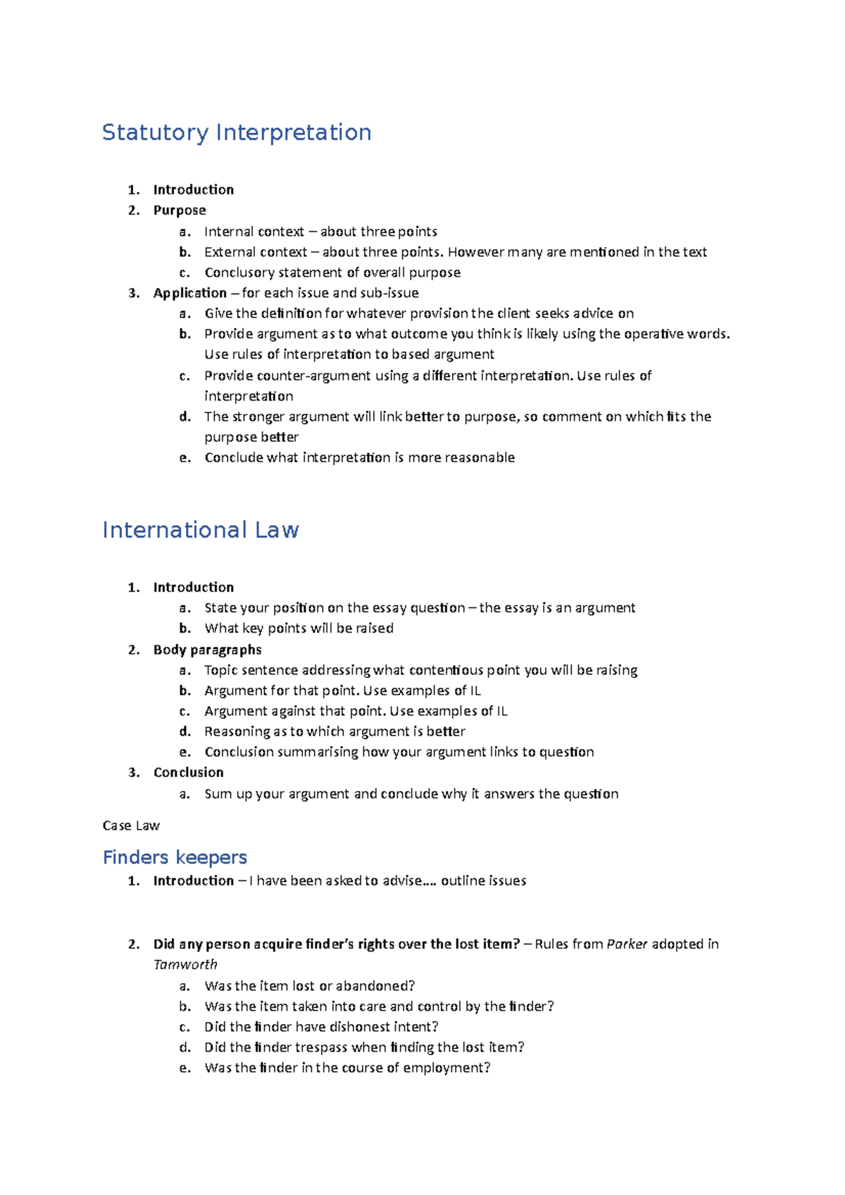 LAWS101-Answer-Structure - Statutory Interpretation Introduction ...