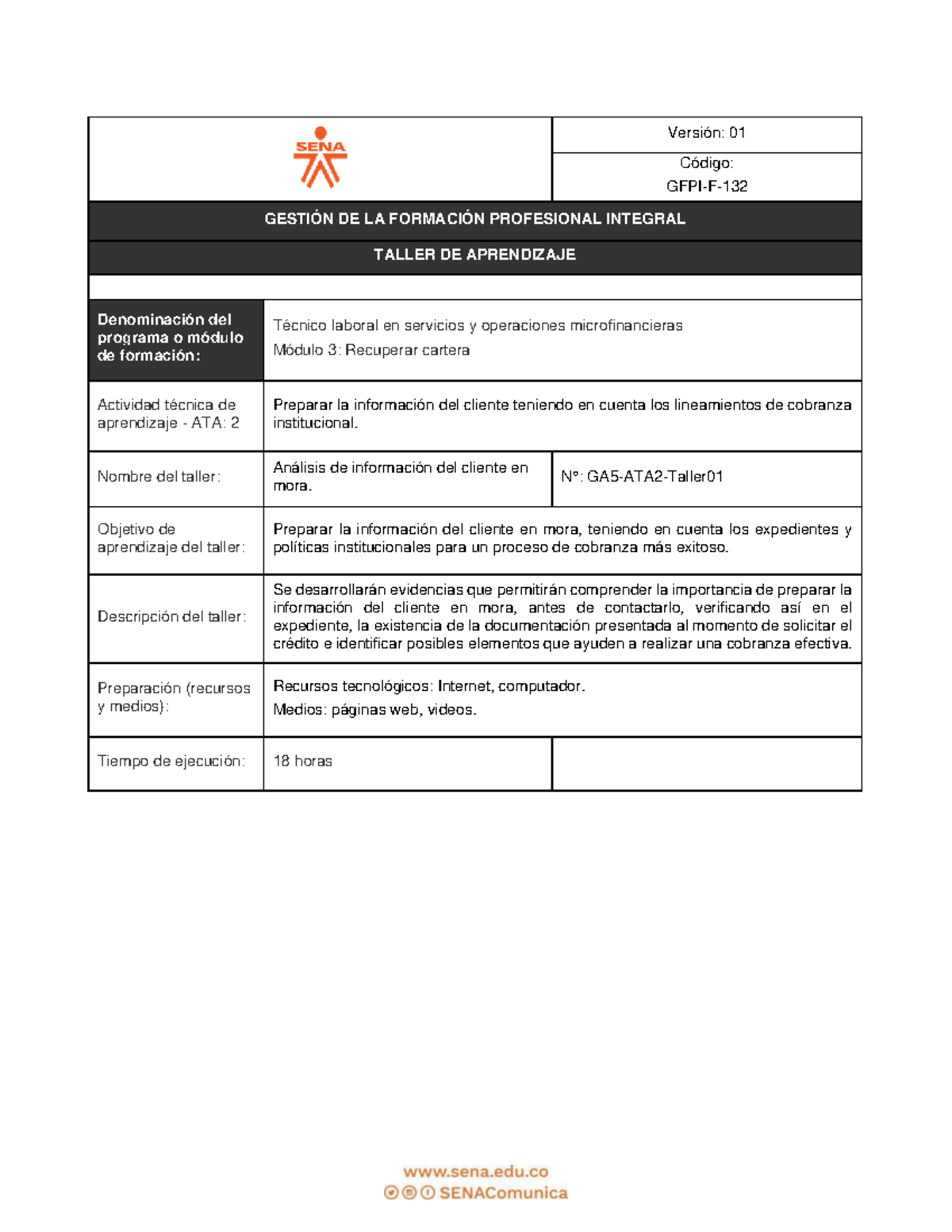 GA5-ATA2-Taller 01 - Buena información - Versión: 01 Código: GFPI-F ...