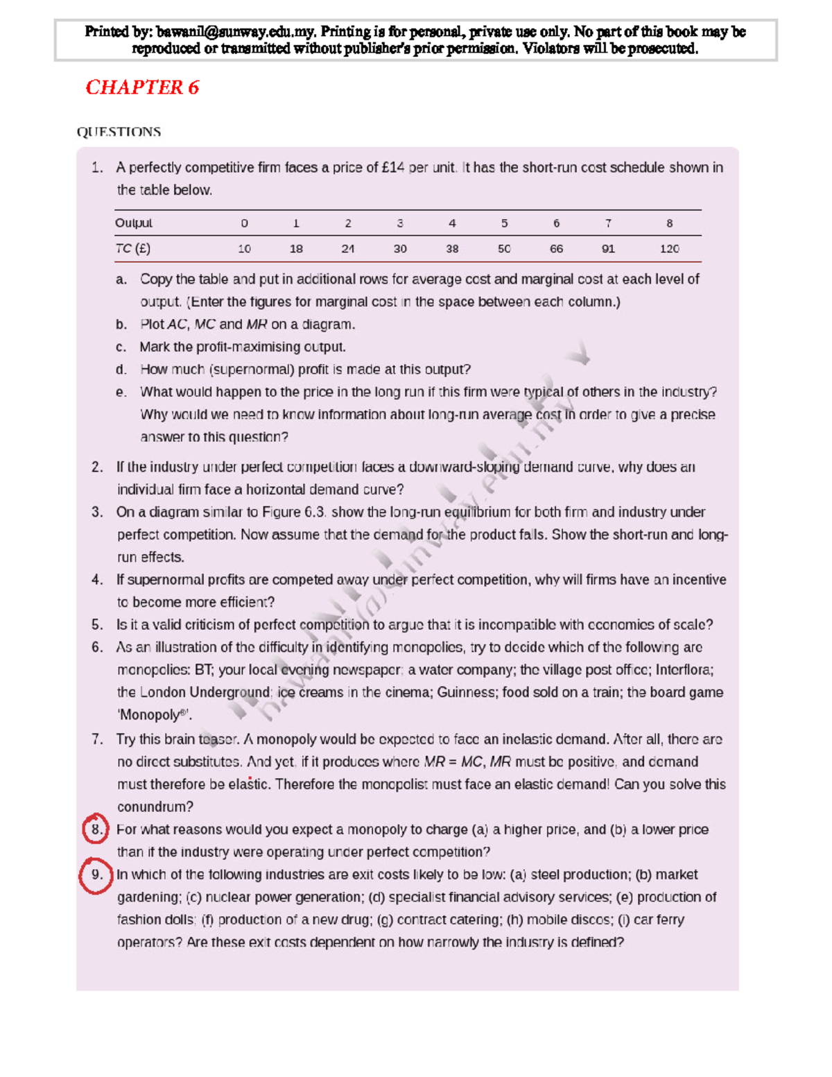 Tutorial 6 ( Monopoly) - Principle of economics - - Studocu