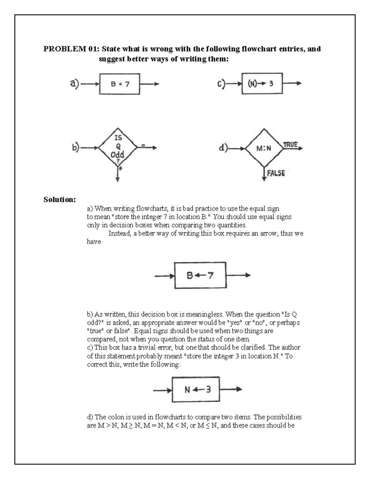 Tutorial No 02 Flowcharts of Programming - PROBLEM 01: State what is wrong with the following ...