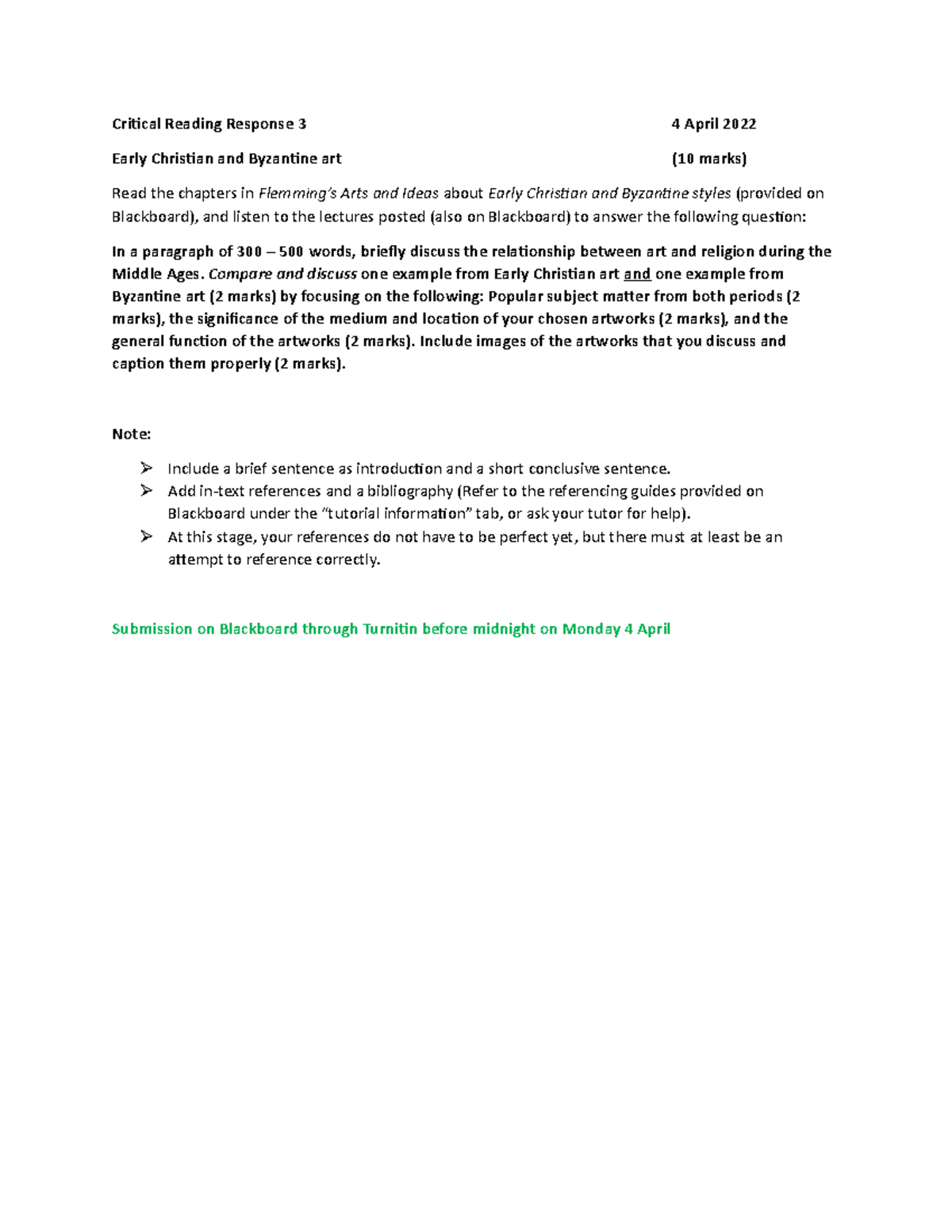 Critical Reading Response 3 Middle ages questions - Critical Reading Response 3 4 April 2022 ...