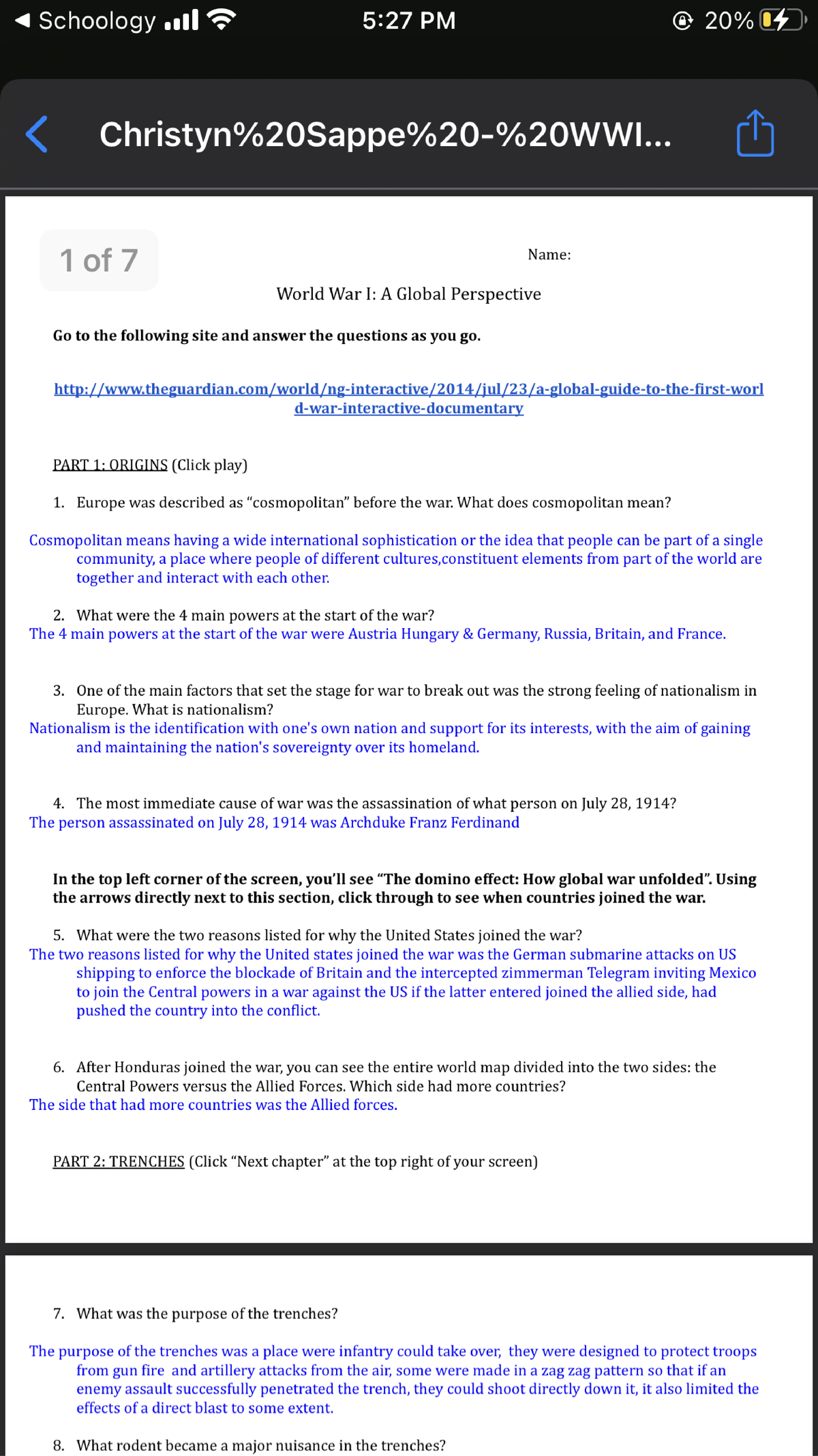 WORLD WAR 1: A GLOBAL PERSPECTIVE - HIST1024 - Studocu