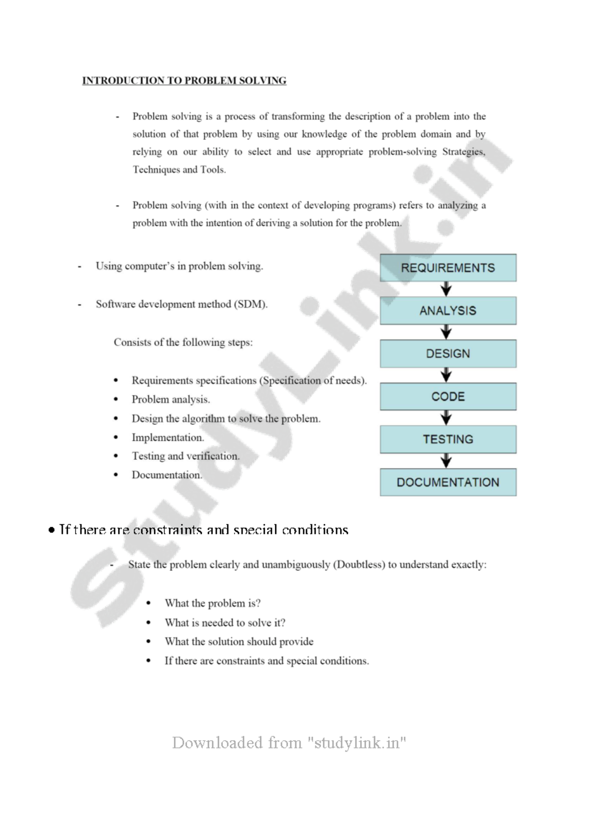 Computer Fundamentals and HTML UNIT 3 studylink - If there are constraints and special ...