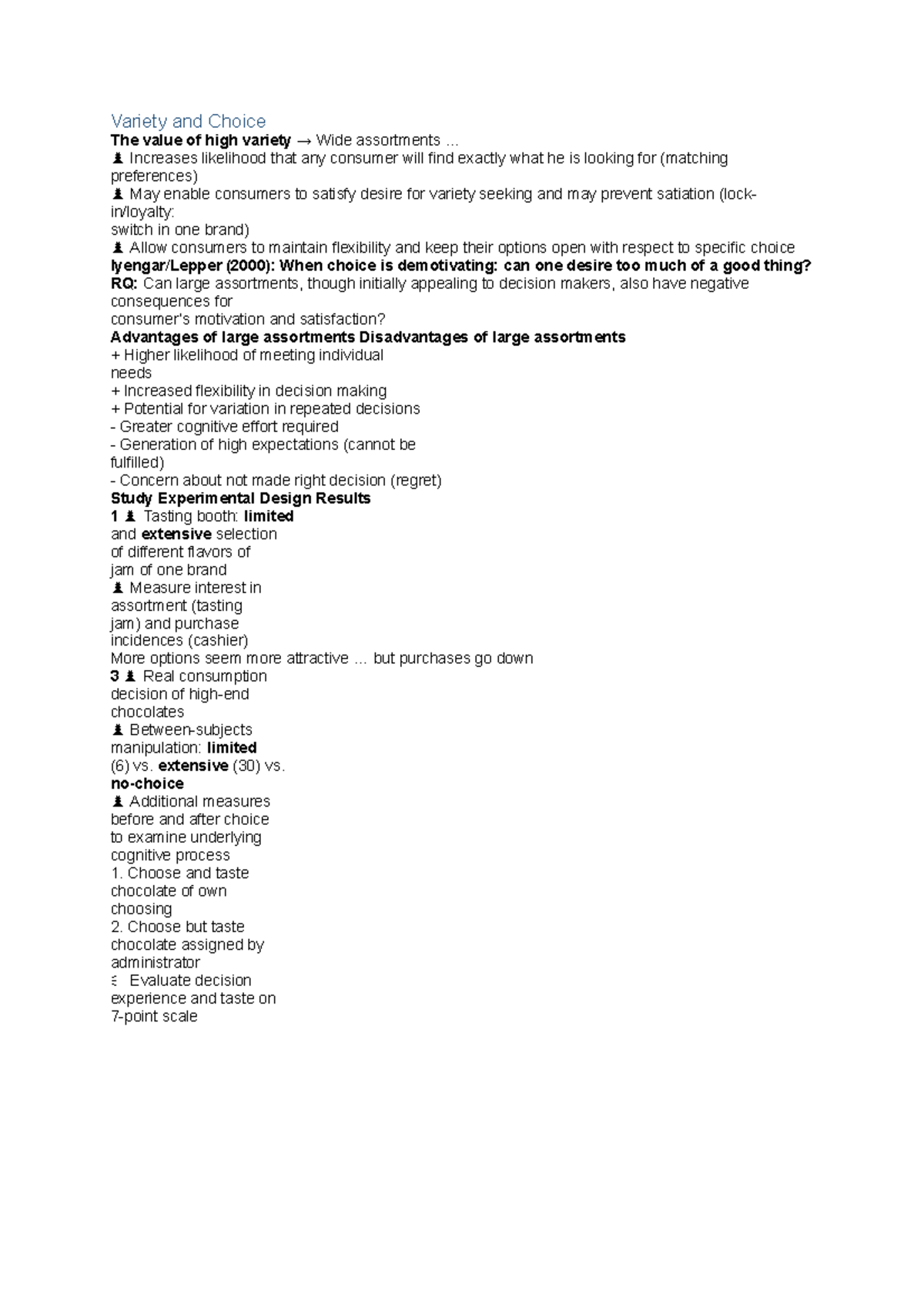 Variety and Choice - Variety and Choice The value of high variety → ...